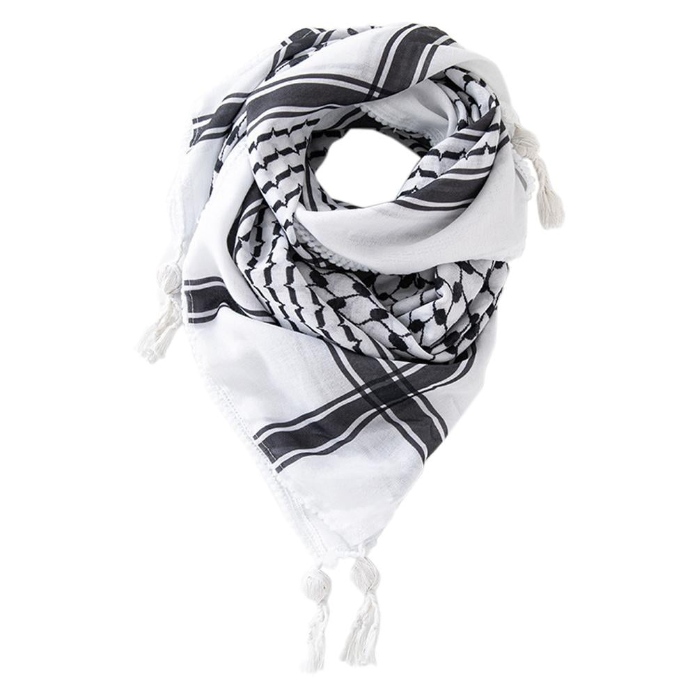 Keffiyeh Scarf Palestinian Shemagh Original Arab Kufiya White Black ...