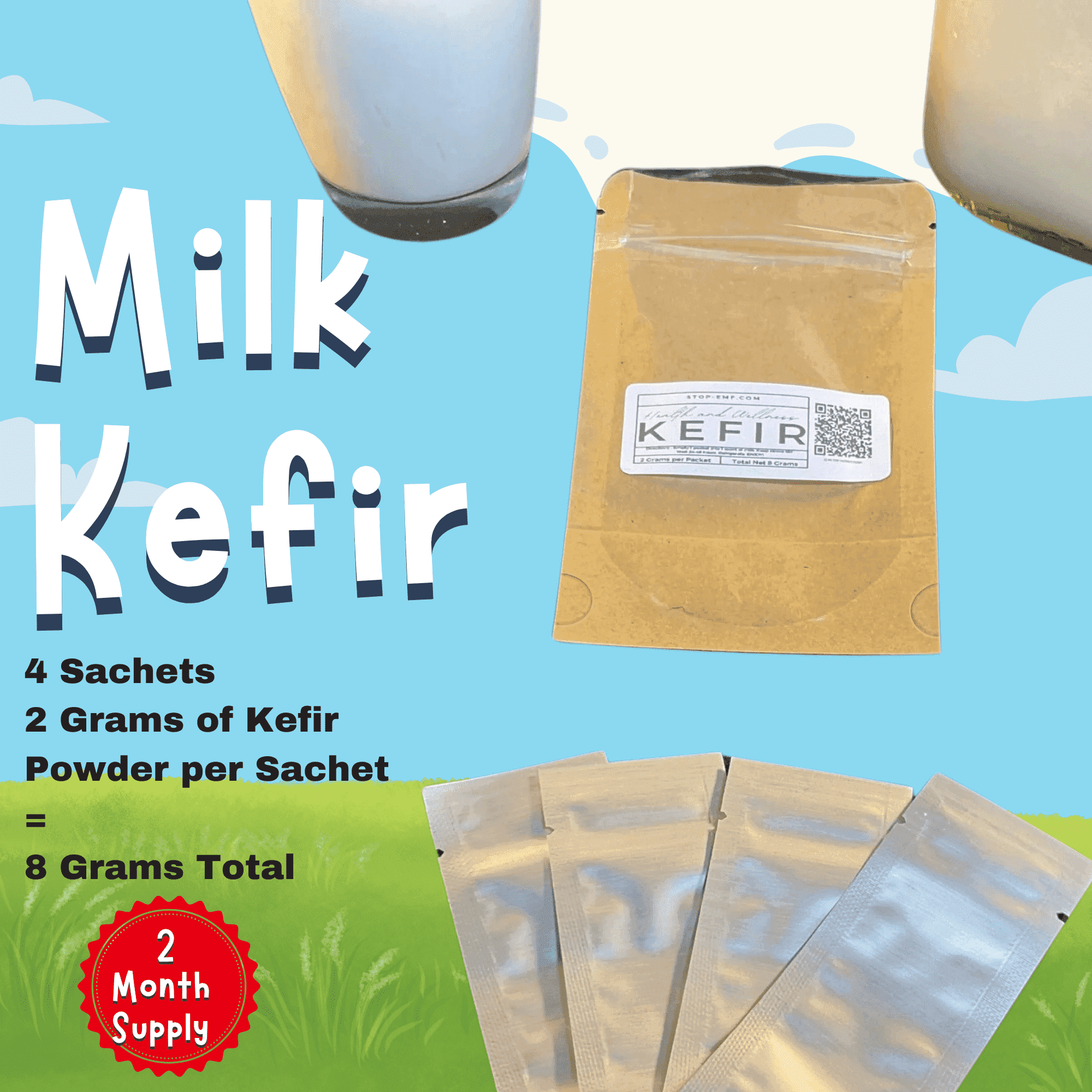Kefir Starter Powder 8 Grams in 4 sachets - Starter Culture for Easy ...