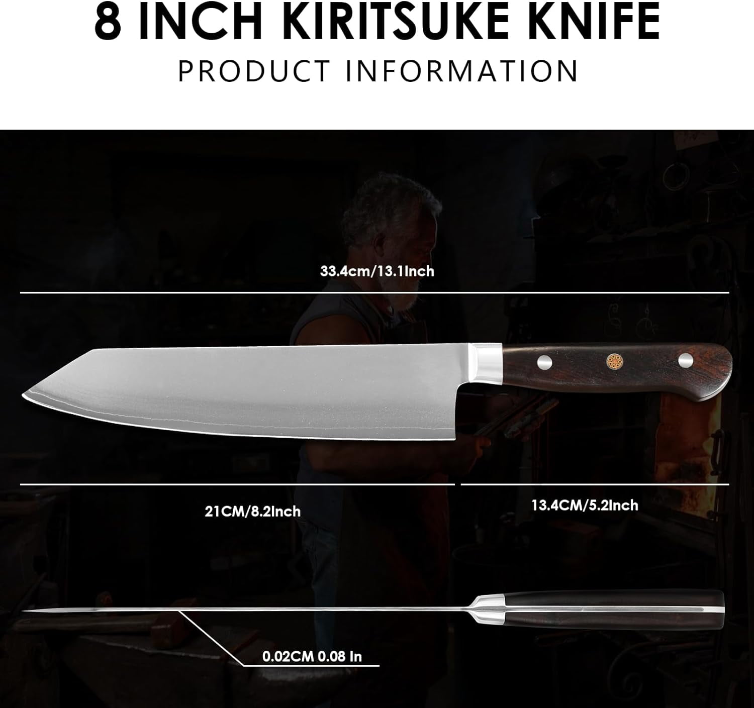 Kegani Professional Kiritsuke Knife - 8 Inch Japanese VG-10 Ultra-Sharp ...