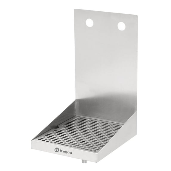 Kegco SEWM-810-2 8" Stainless Steel Wall Mount Drip Tray with Drain - 2 ...