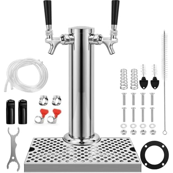 Kegerator Tower Kit, Dual Tap Kegerator Tower Beer Tap Tower 3’’ Flange ...