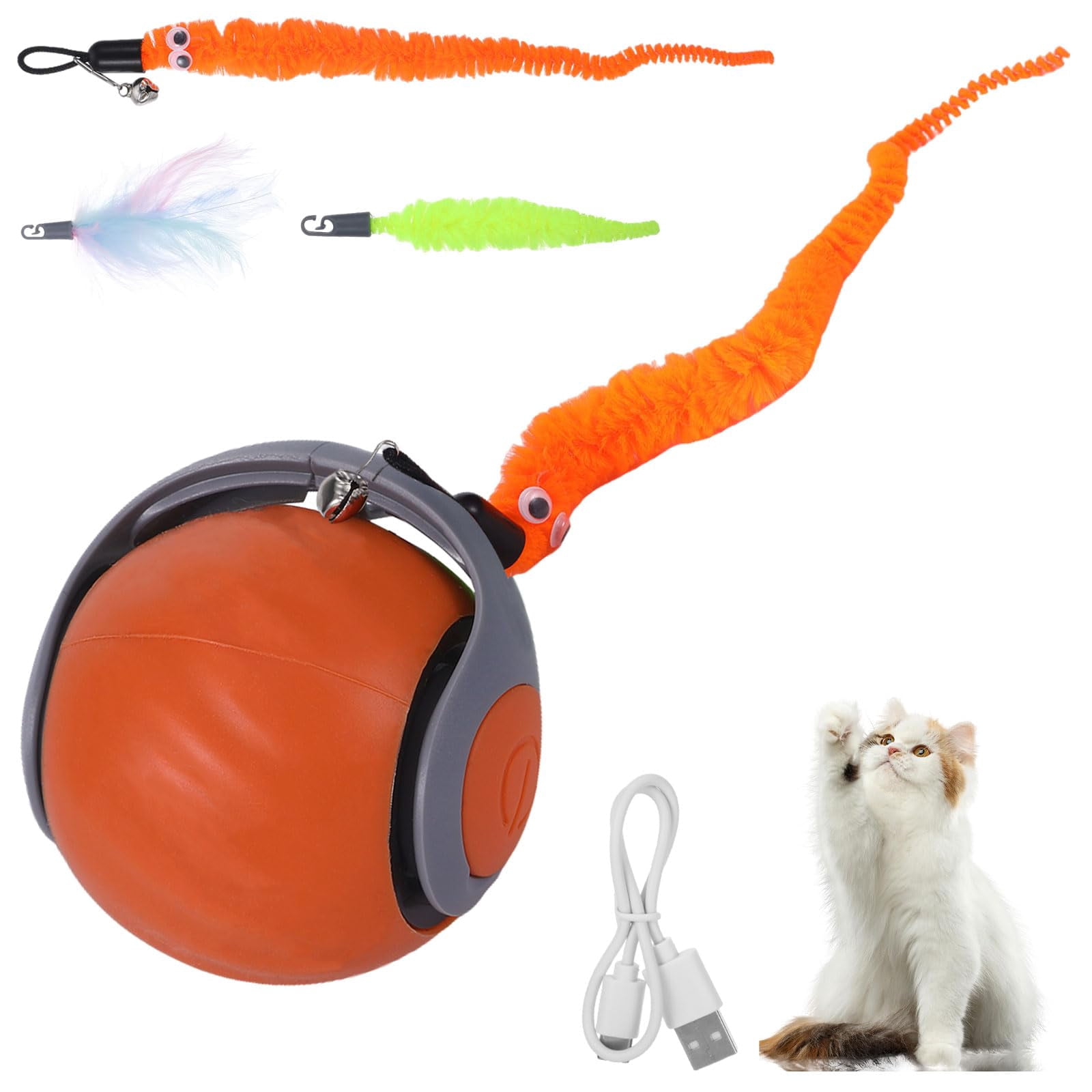Keggaen Interactive Rolling Cat Toy Balls, Automatic Cat Toy ...