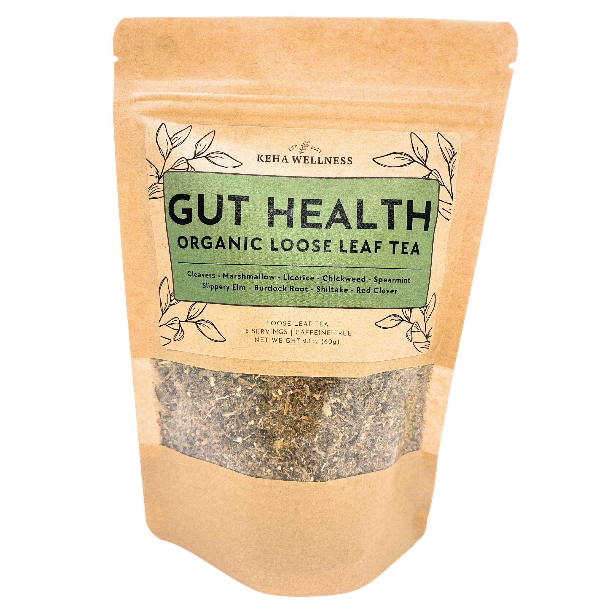 Keha Wellness Organic Gut Health Loose Leaf Herbal Tea - Extra ...