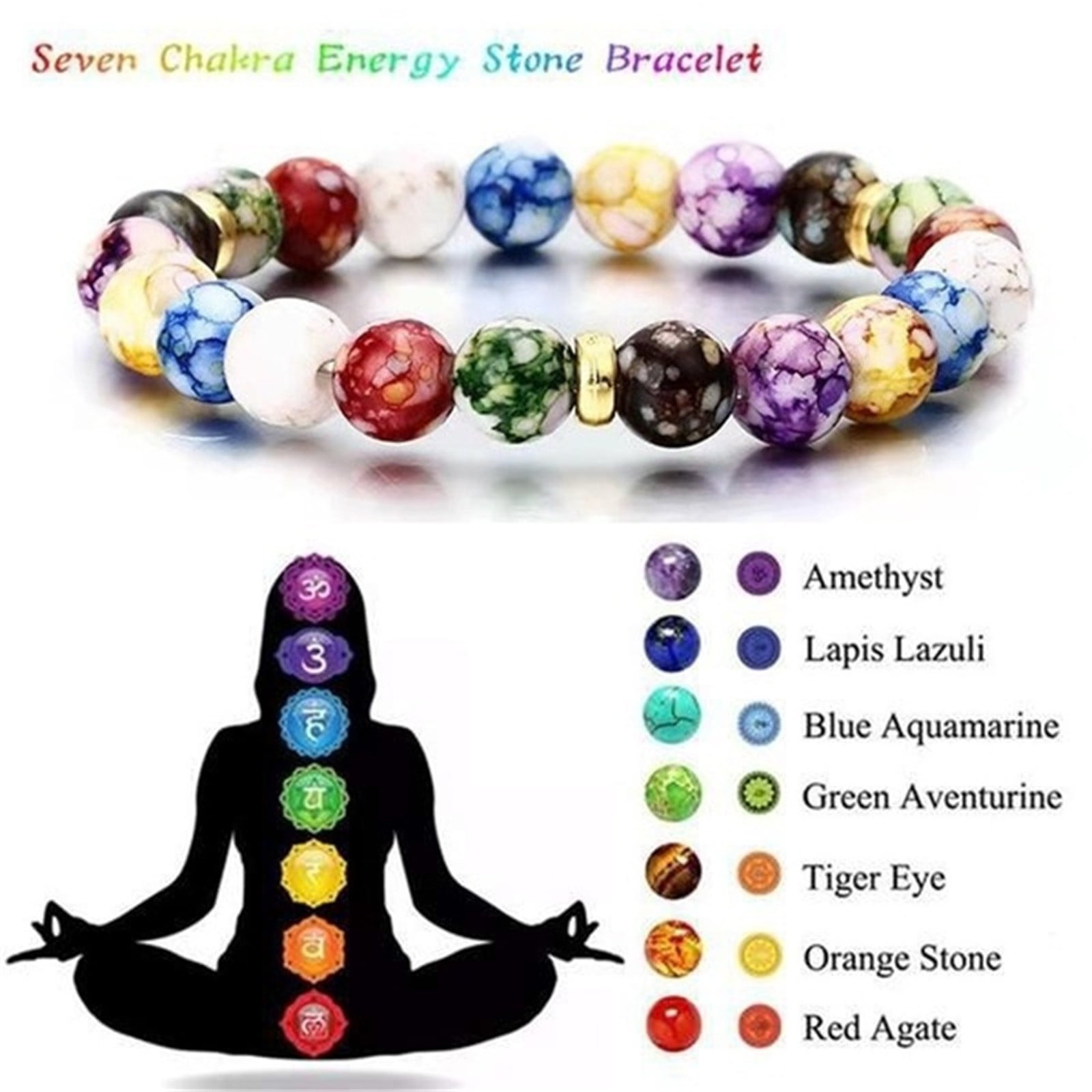Kehuo 7 Chakras Crystals and Healing Stones Bracelets ,Crystal Bracelet ...