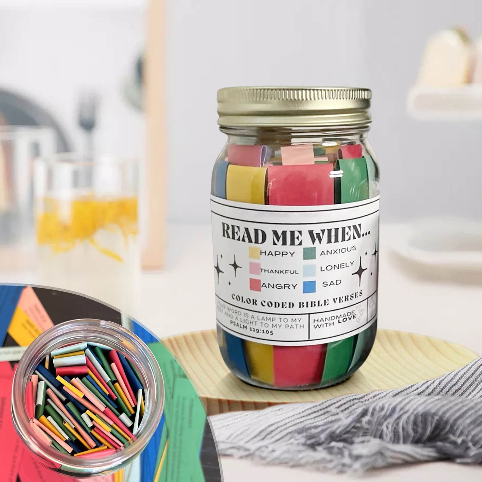 Kehuo Bible Verse Jar, 72 Daily Inspirational Cards for Emotions, Color ...