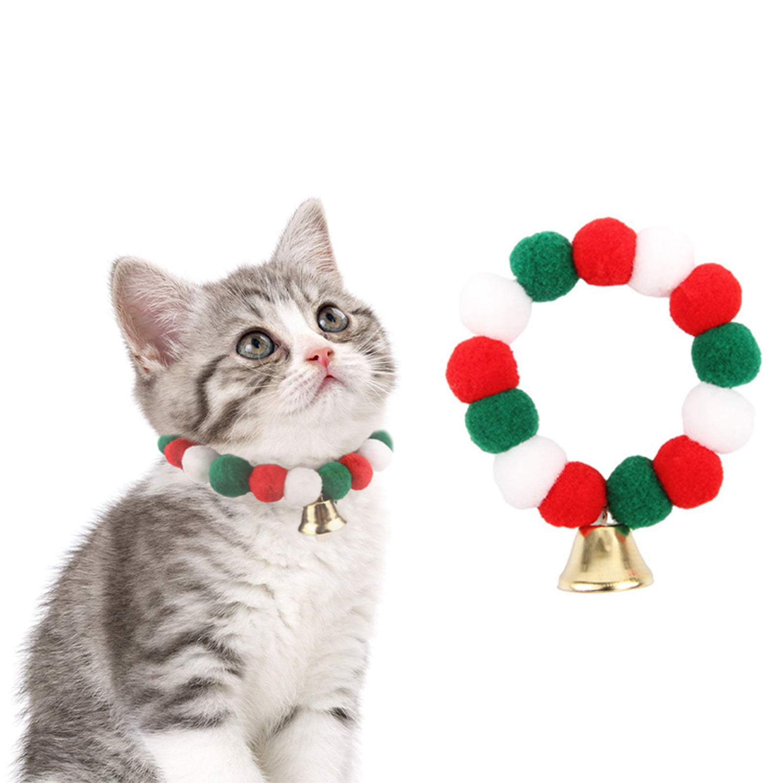 Kehuo Christmas Cats Collar- Xmas Cats Collars with Bells Christmas ...