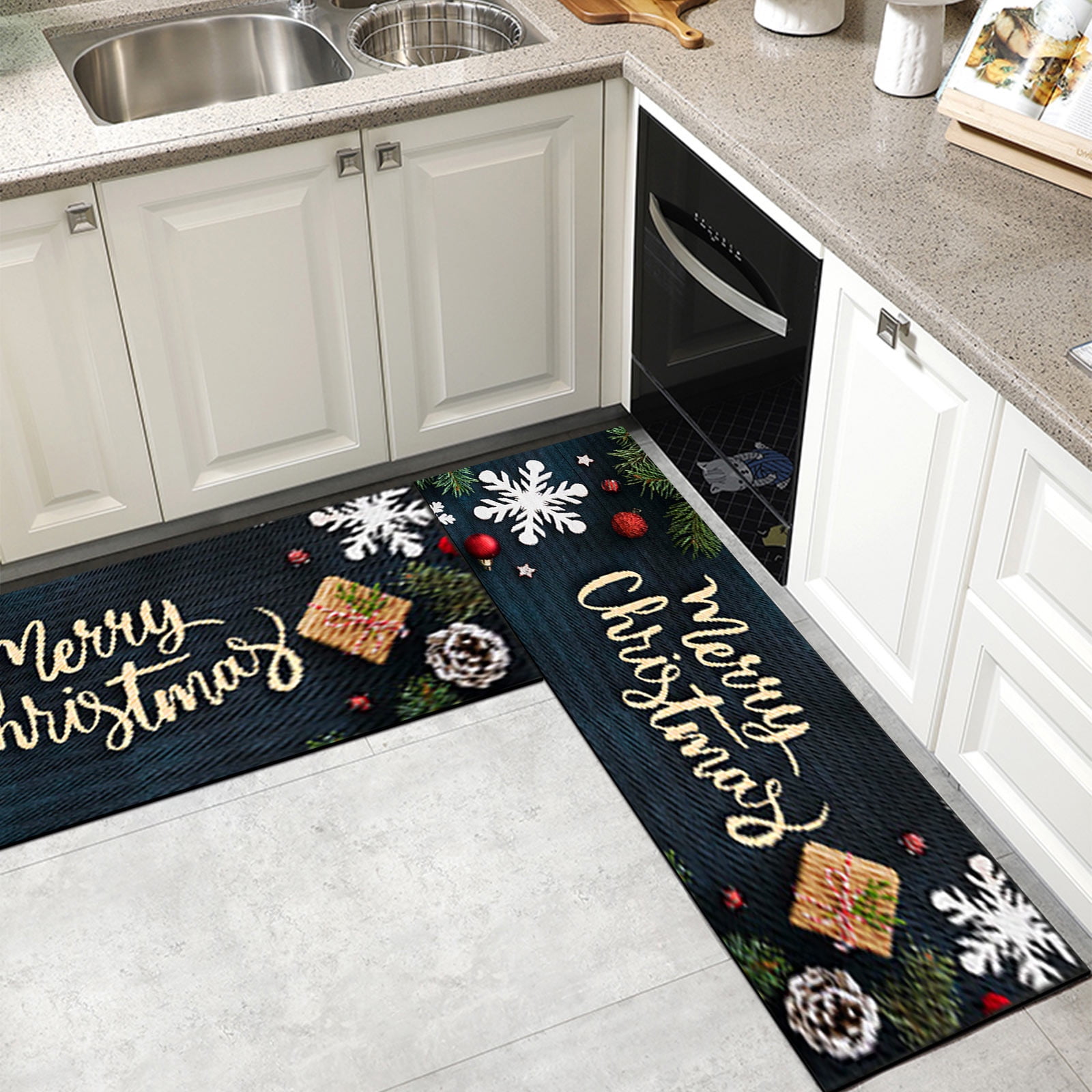 Kehuo Christmas Floor Mat, Household Long Kitchen Mat, Non-slip and Non ...