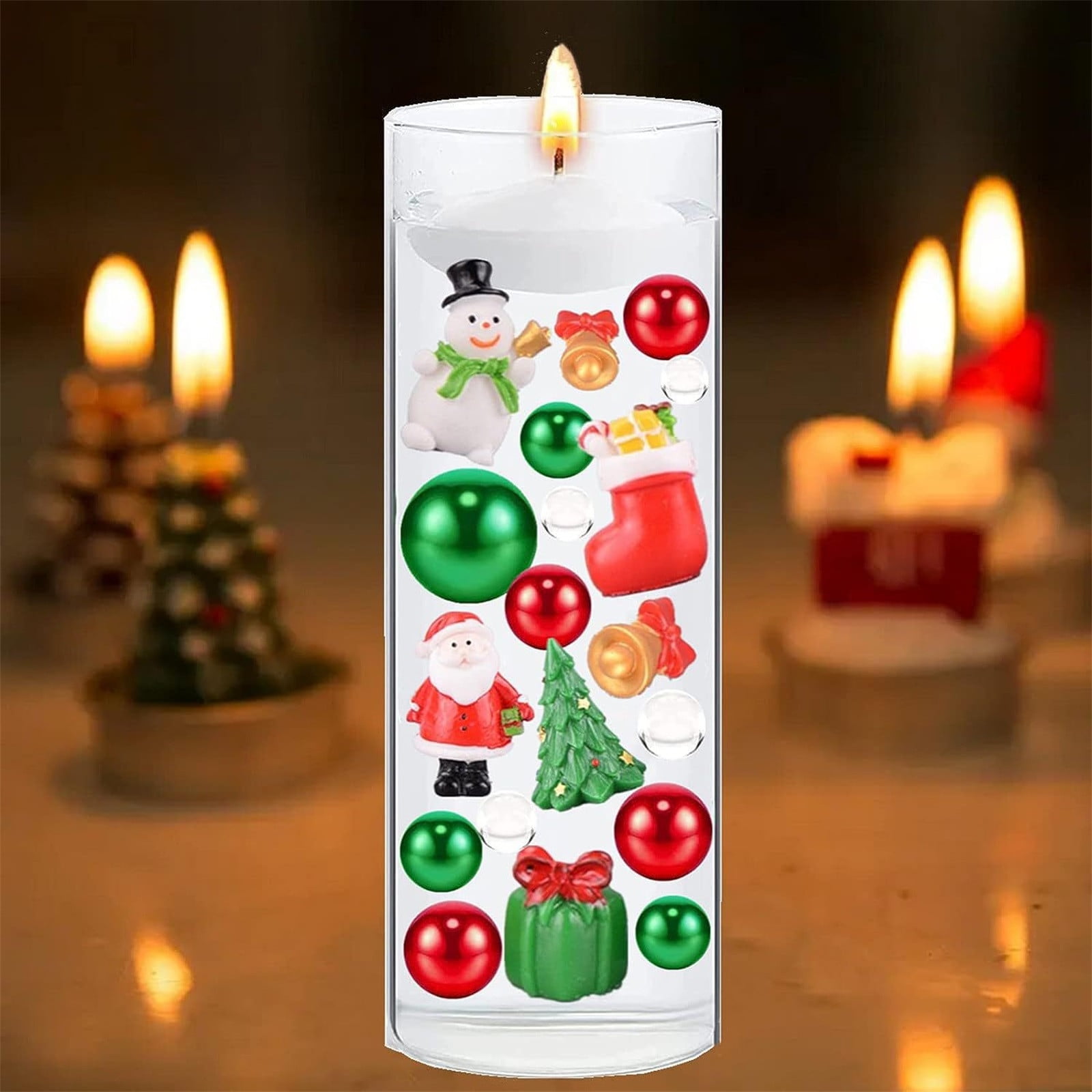 Kehuo Christmas Vase Filler Beads Floating Pearls Candy Snowflake and ...