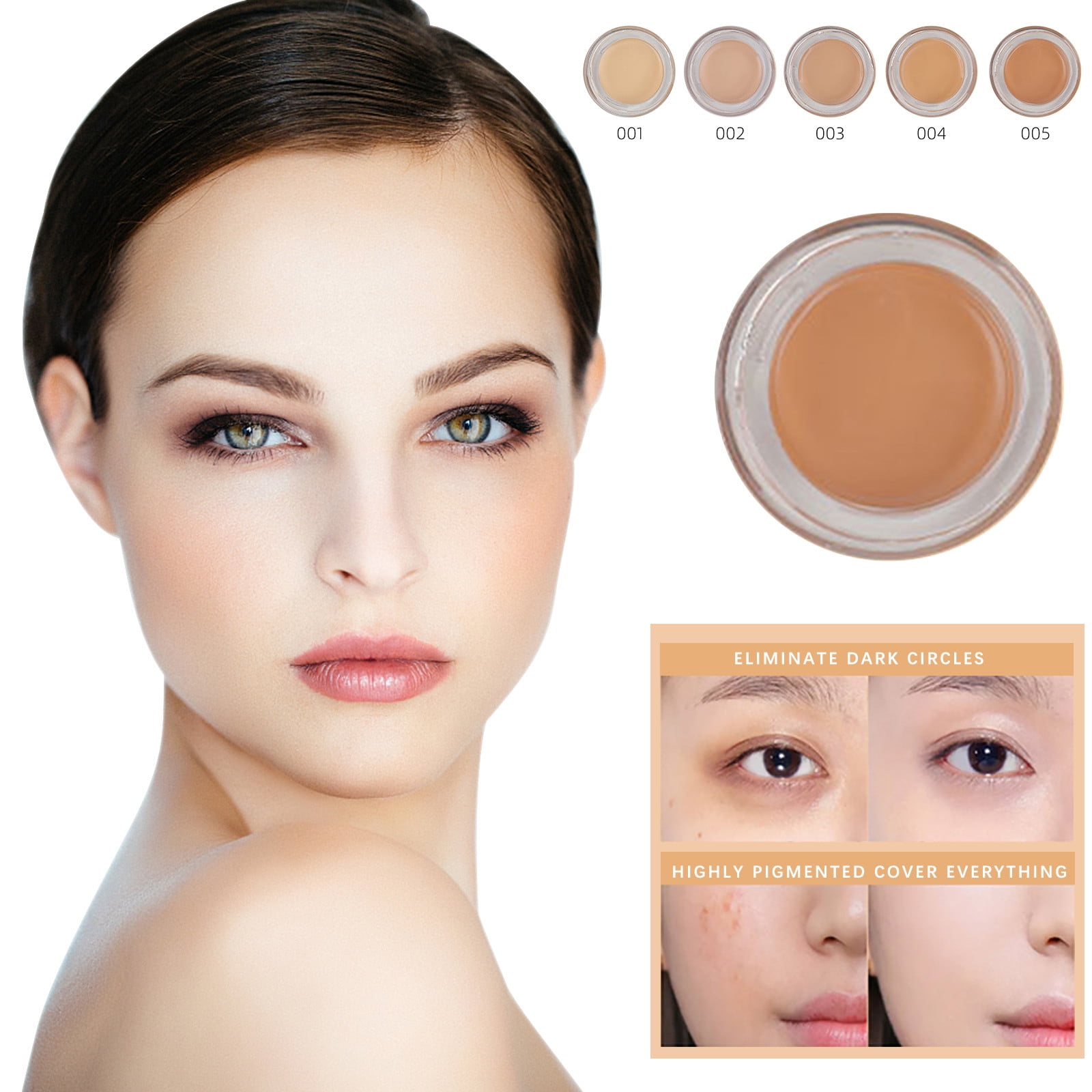 Kehuo Conceale Dark Circles Isolation Concealer Cream 5 Colors with Foundation Brush, Concealer ...