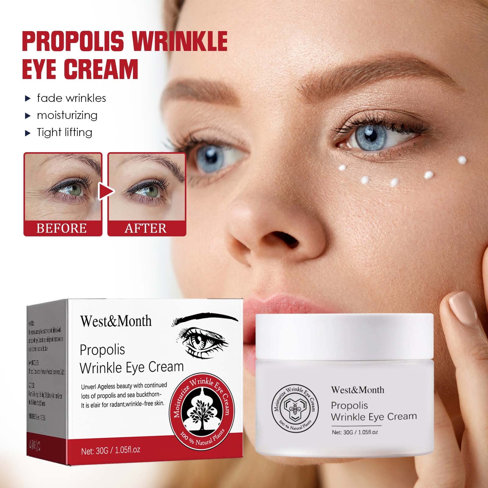 Kehuo Propolis Wrinkle Eye Cream Moisturizes The Eye Area, Reduces Fine ...