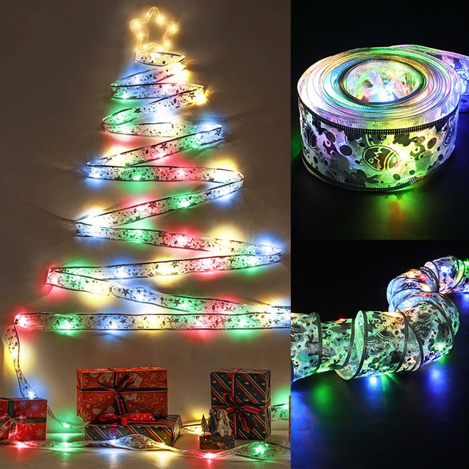 Kehuo Sales Today LED Christmas Ribbon Lights, 16.4ft 50LED Battery ...
