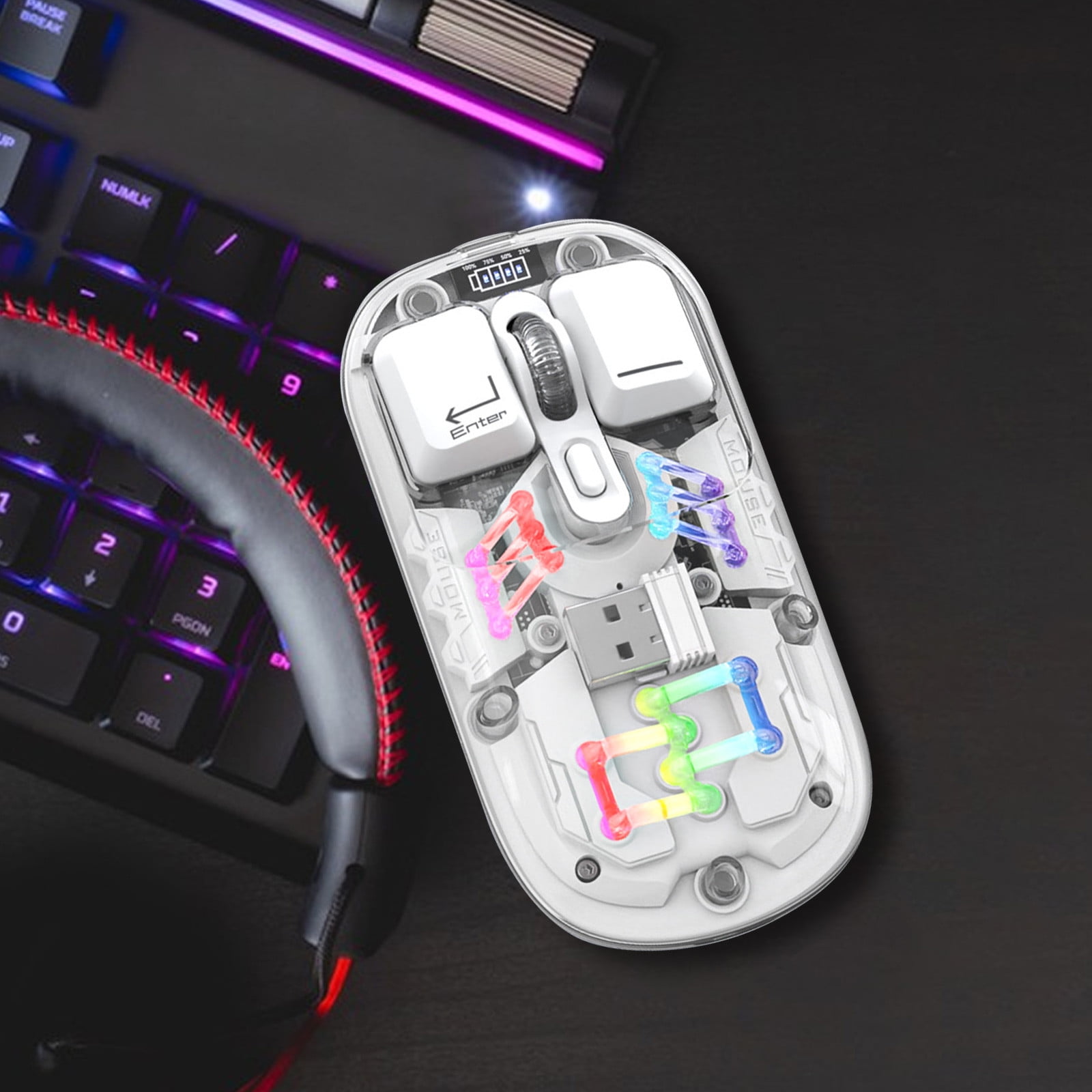 Kehuo Transparent Wireless Mouse 2.4G/Bluetooth 5.0 2-mode Connection ...