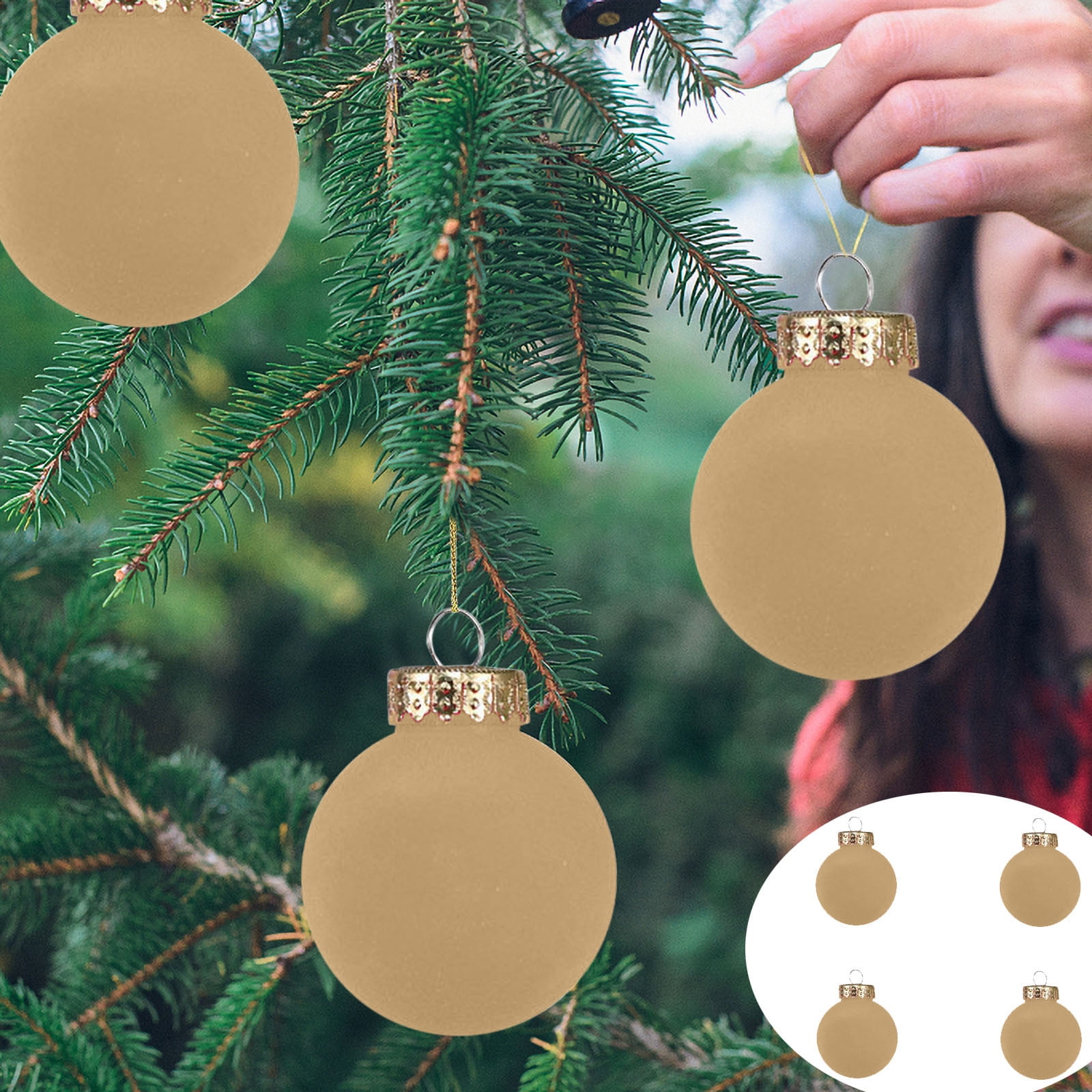 Kehuo Velvet Christmas Balls Flocked Christmas Tree Balls 2.4 Inch ...