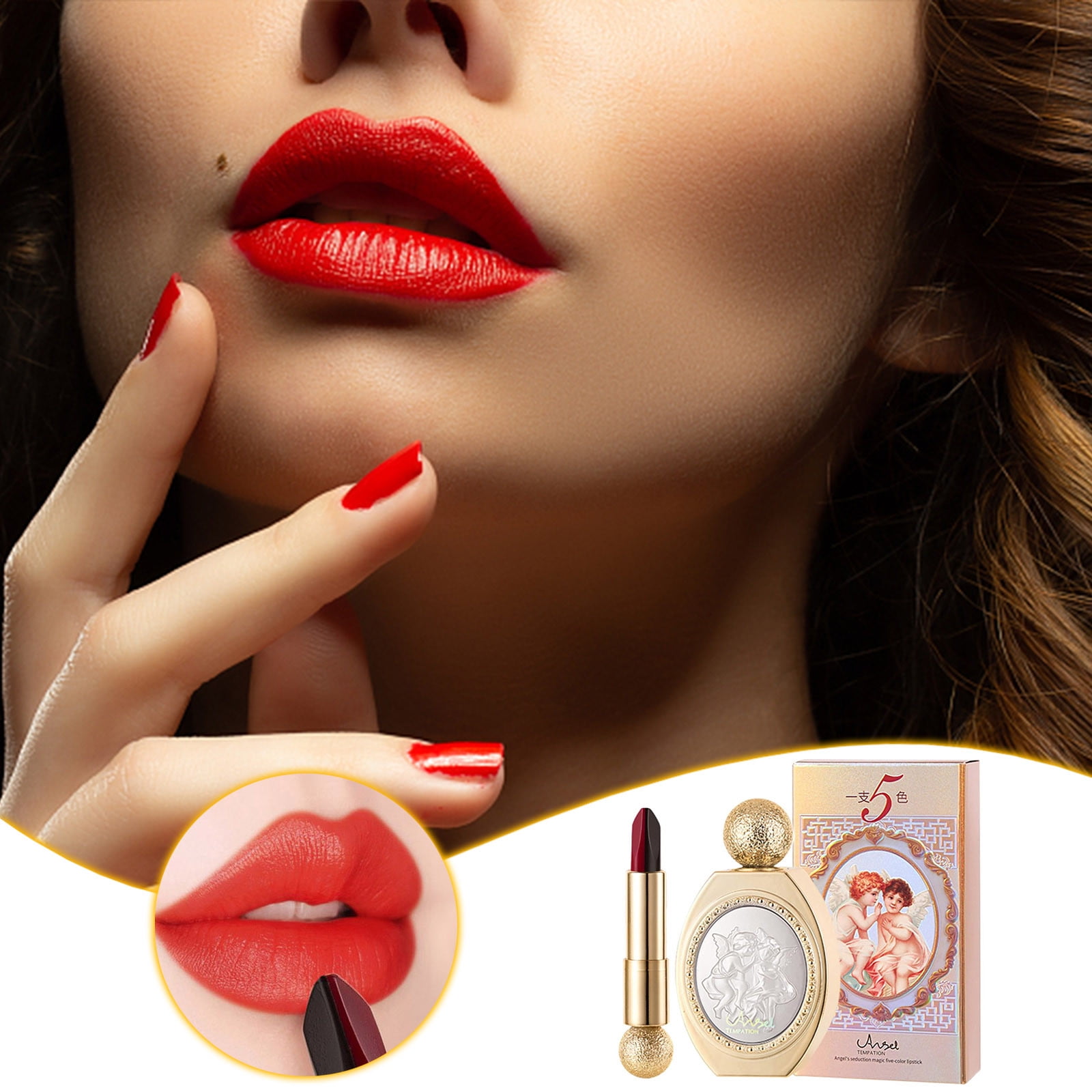 KeicineCC Five-color Lipstick, Long-Wearing Satin Finish Velvet Pout ...