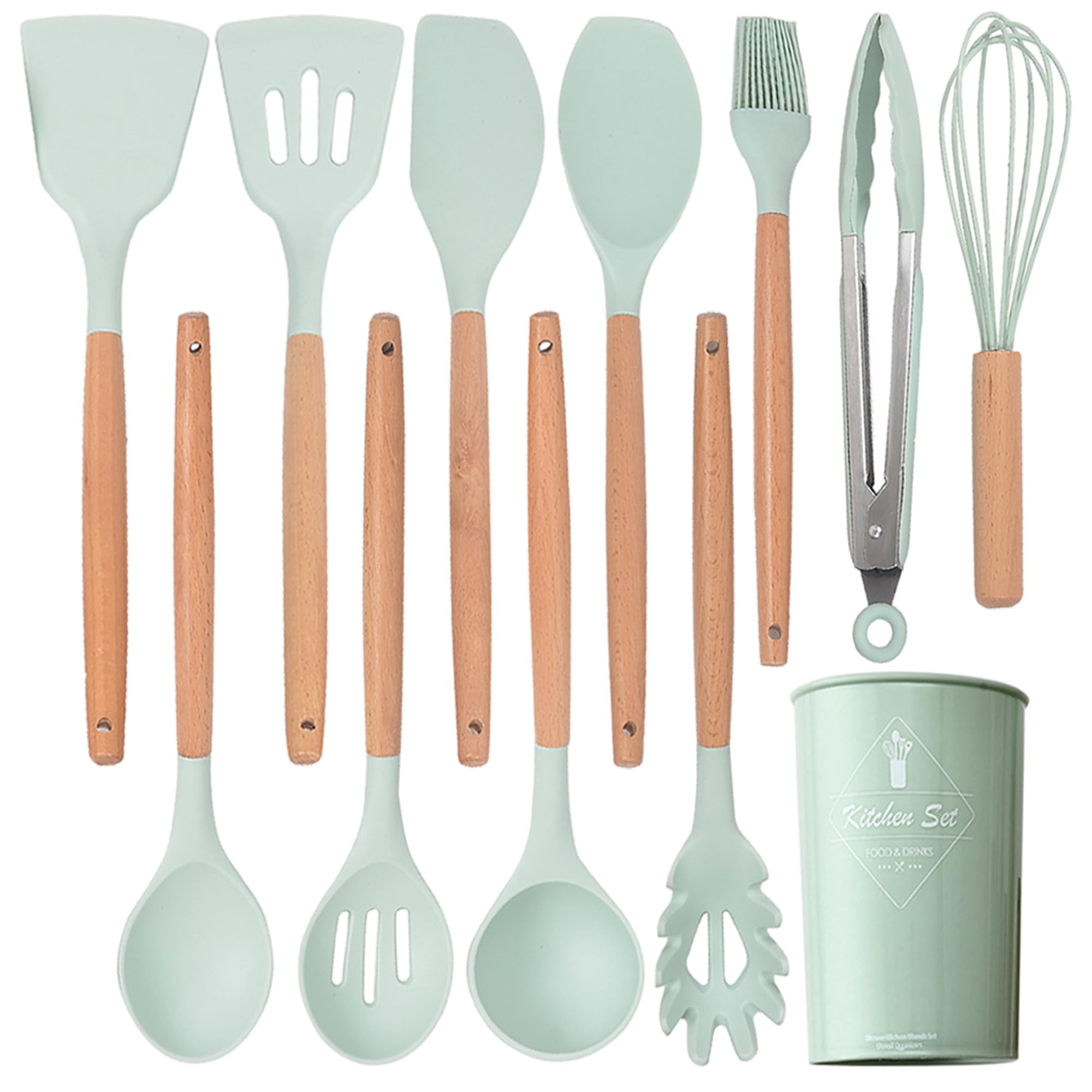 Keidason 12-piece Silicone Kitchen Utensils Set, Non-stick Cookware Is ...