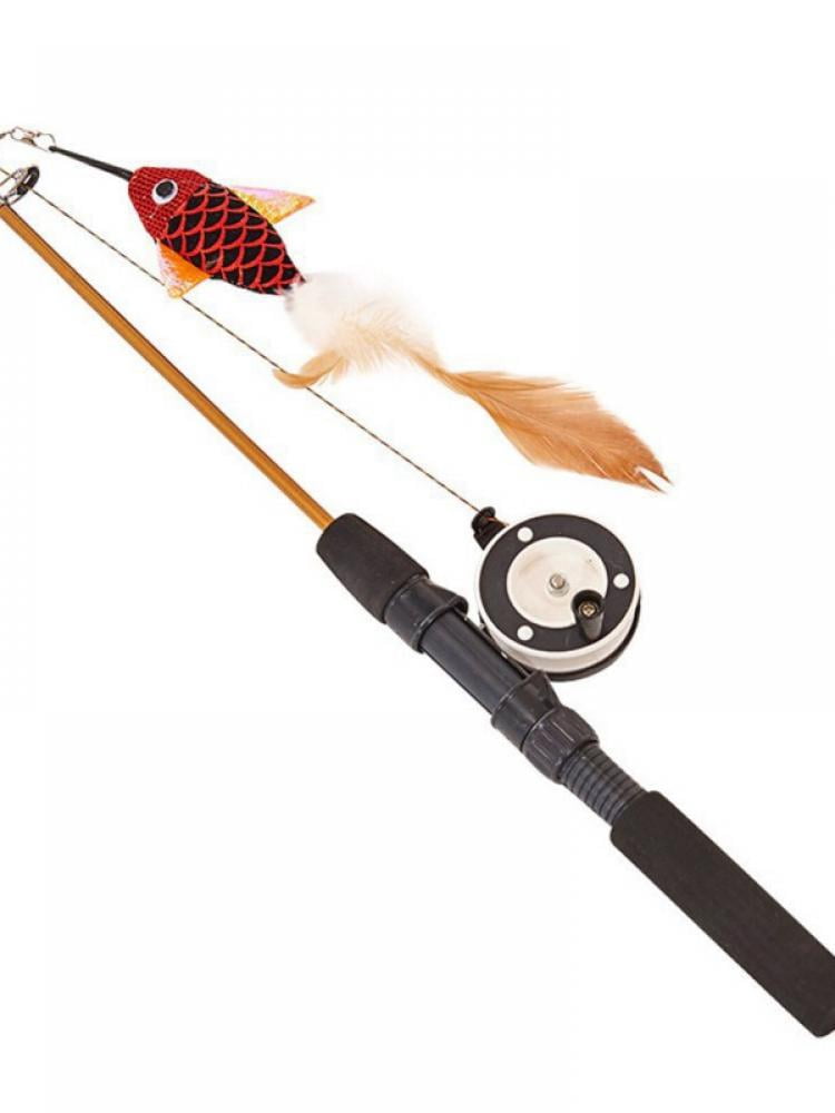 Keimprove Pet Telescopic Fish-shaped Telescopic Fishing Rod Feather ...
