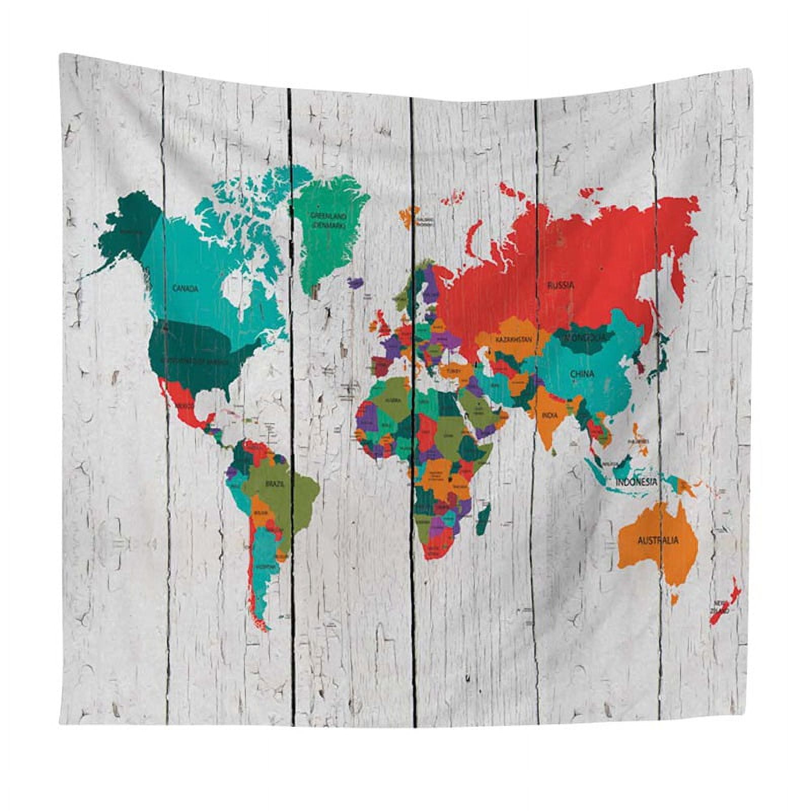 Keimprove Watercolor Tapestries World Map Tapestry Wall Hanging ...