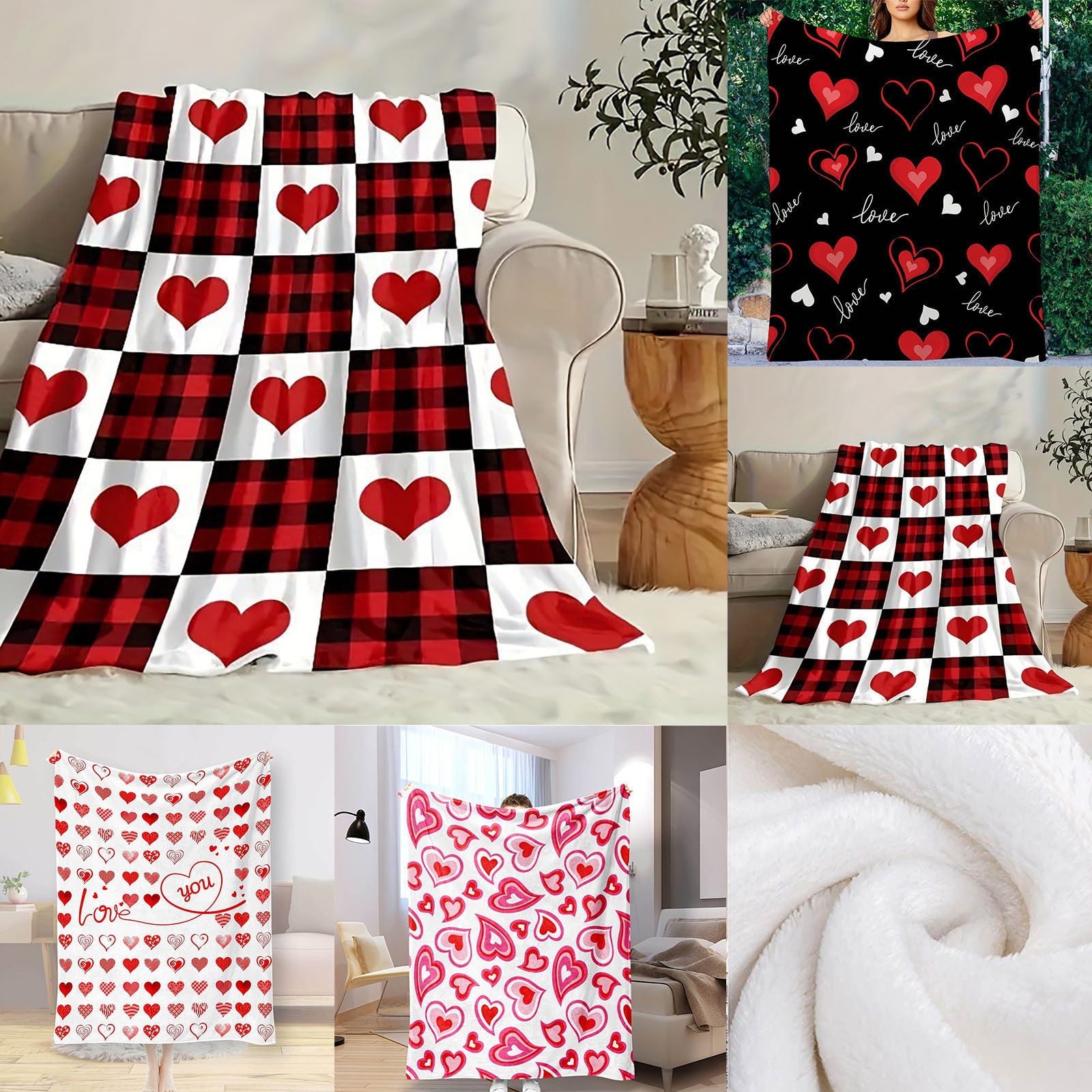 KeirienCC Valentines Heart Throw Blanket, 27.5x39.3inch Soft Fleece ...