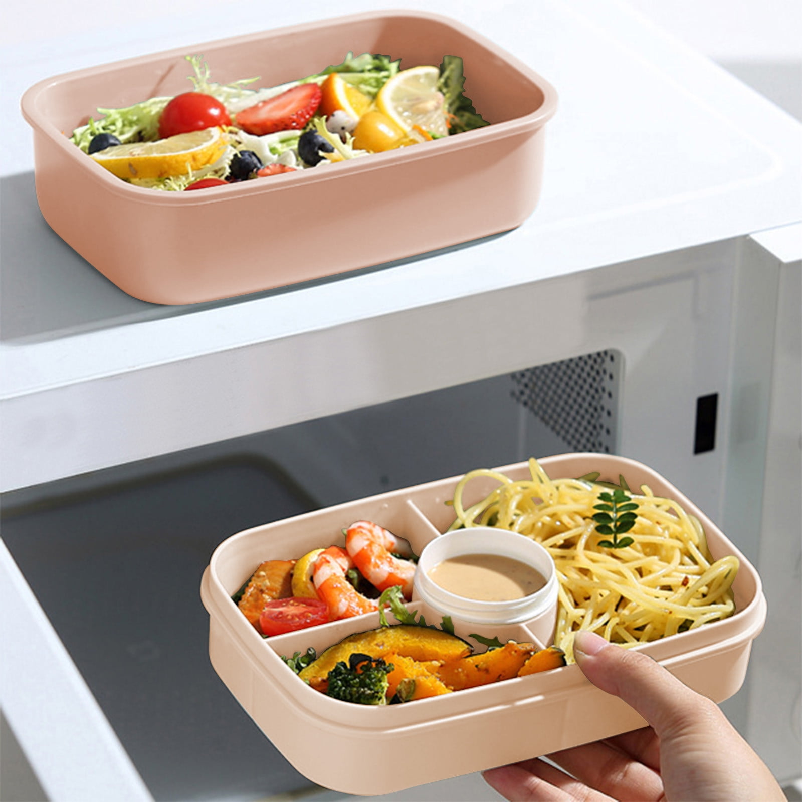 KeirineCC Bento Box,4 Compartments Leakproof Bento Lunch Box with Sauce ...