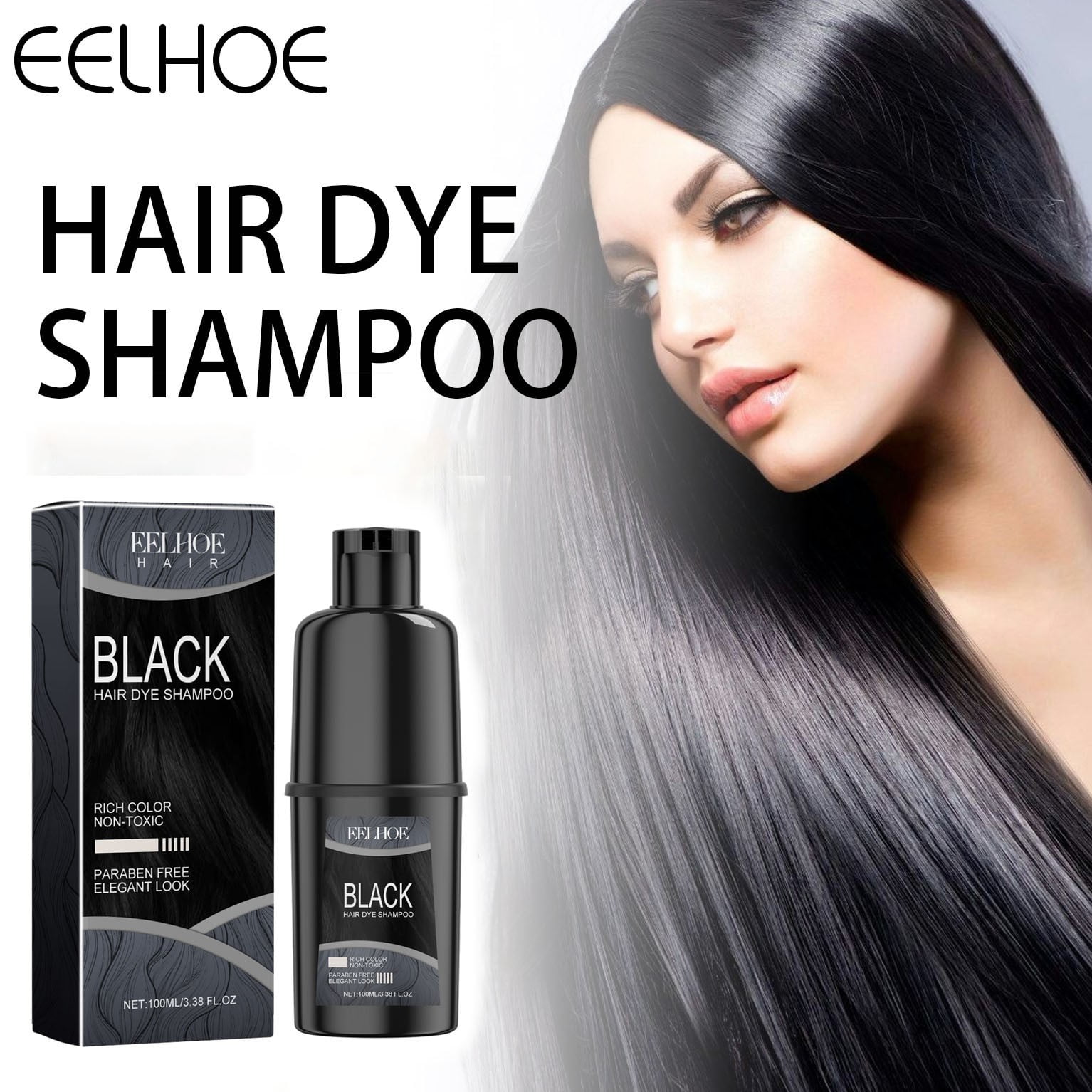 Keirinecc Black Hair Dye Shampoo Semi Permanent Hair Color Shampoo For Women And Men Hair