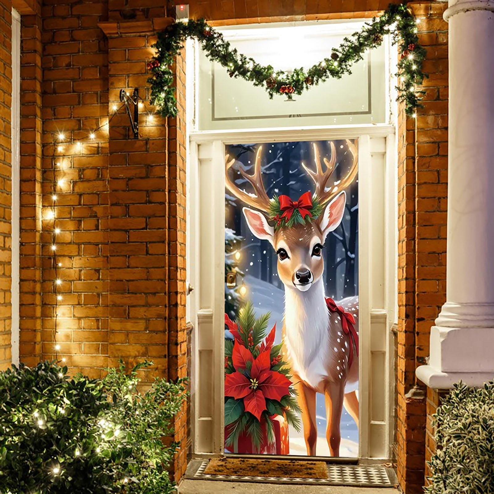 KeirineCC Christmas Front Door Decoration, Christmas Elastic Fabric ...