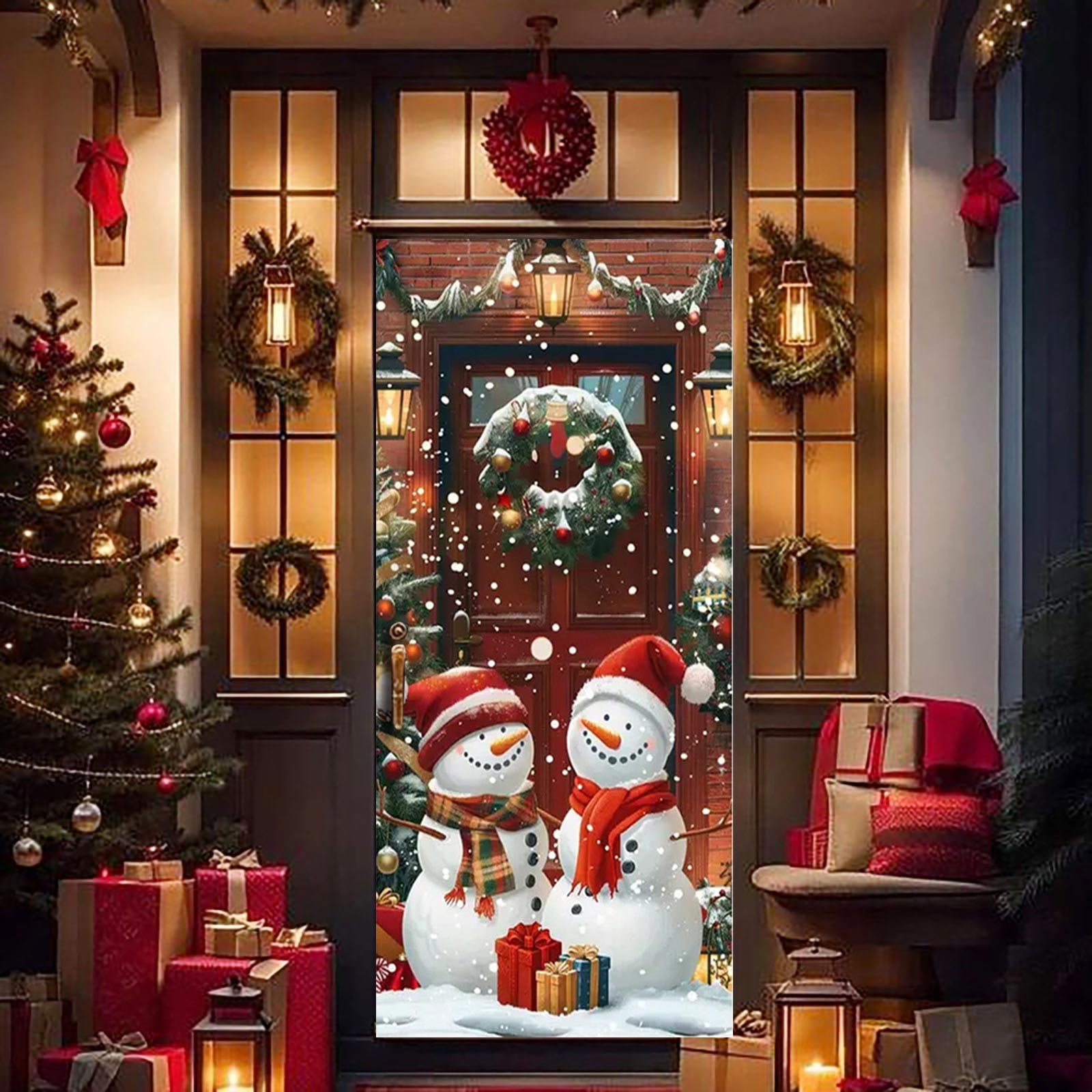 KeirineCC Christmas Front Door Decoration, Christmas Elastic Fabric ...