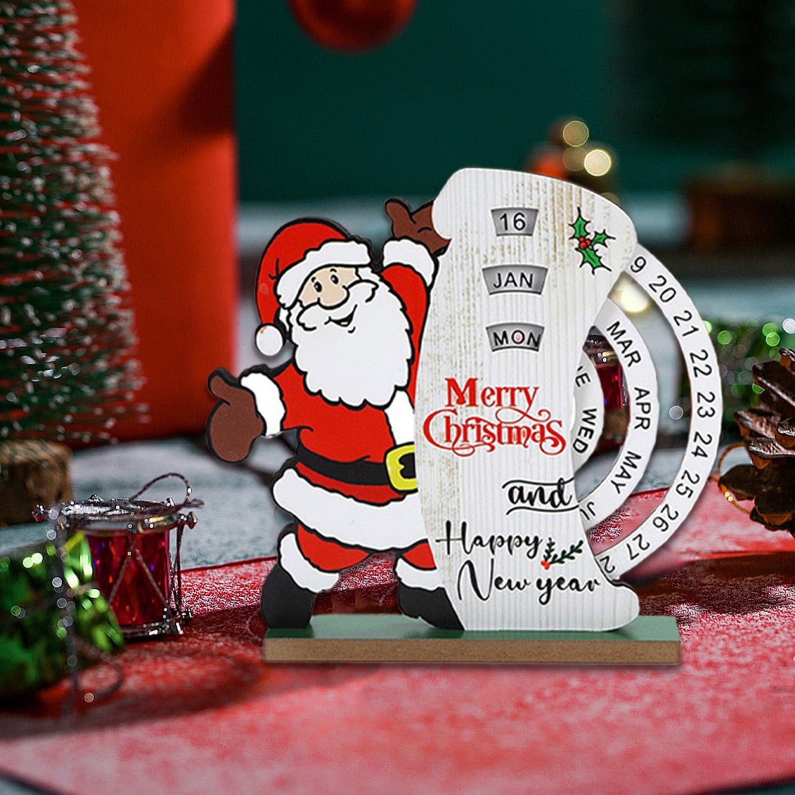 KeirineCC Christmas Perpetual Calendar, Wooden Disc Perpetual Desk ...