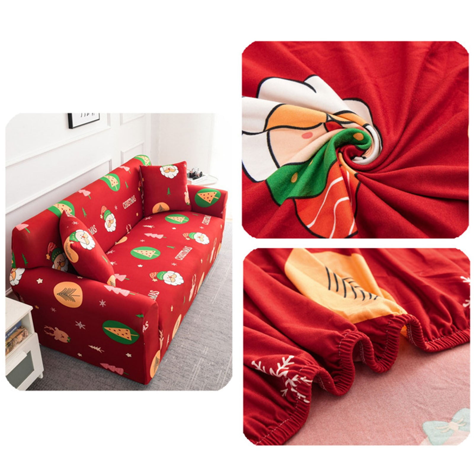 KeirineCC Christmas Sofa Slipcover, with 1 Park Pillowcase, Santa Claus ...