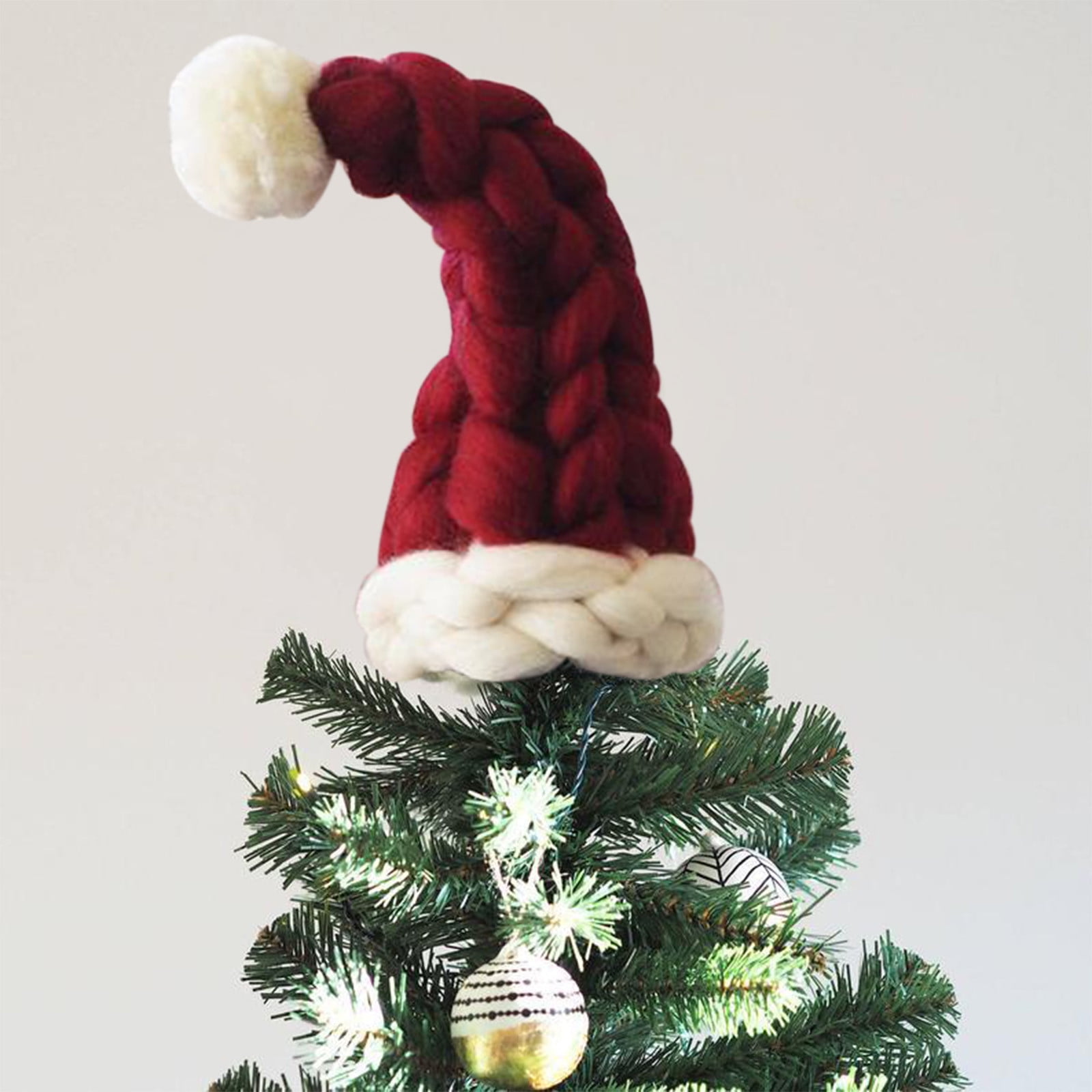 KeirineCC Chunky Hand-Knitted Christmas Santa/Elf Hat Tree Topper ...