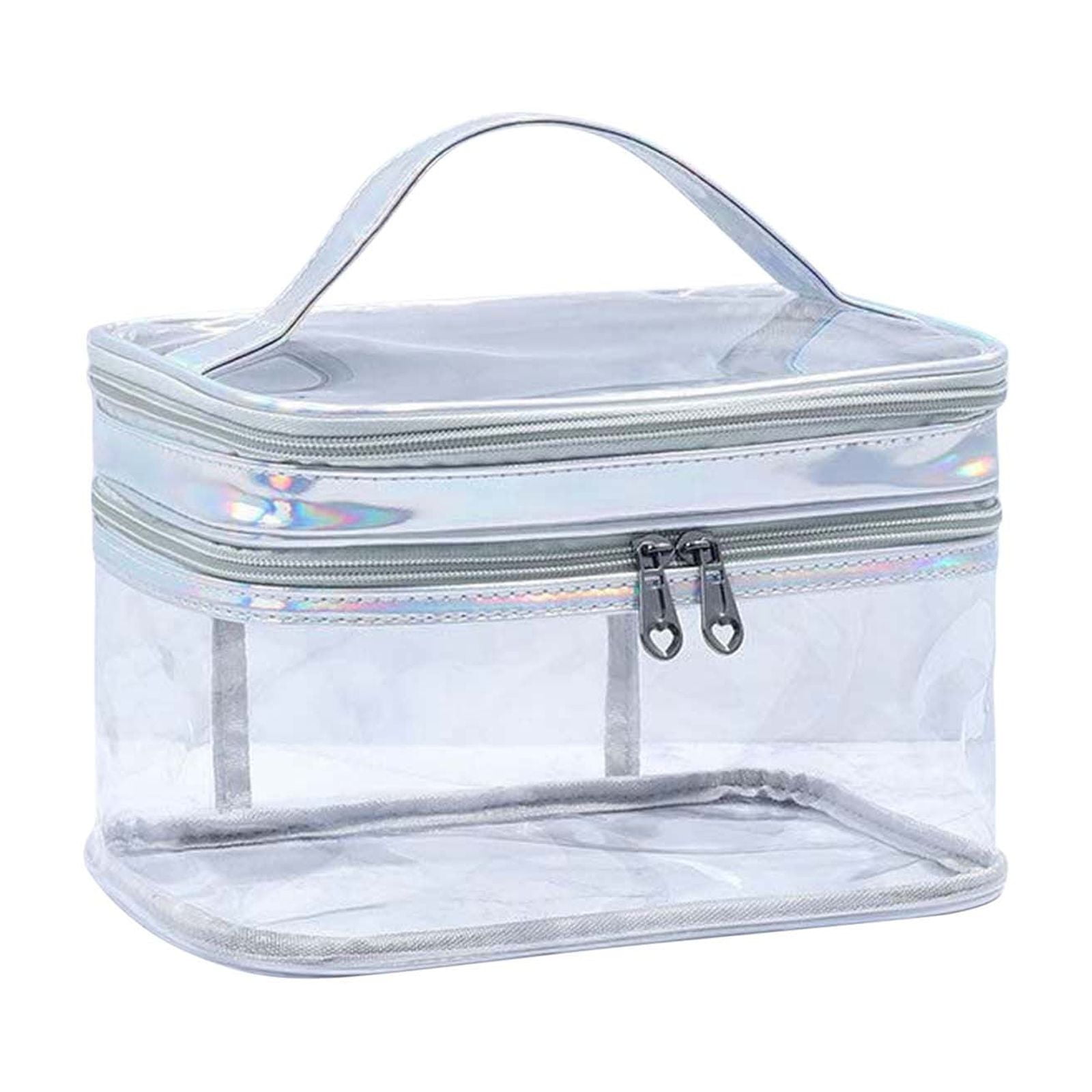 KeirineCC Double Layer Clear Cosmetic Bag Makeup Bag, Waterproof Travel Toiletry Bag ...