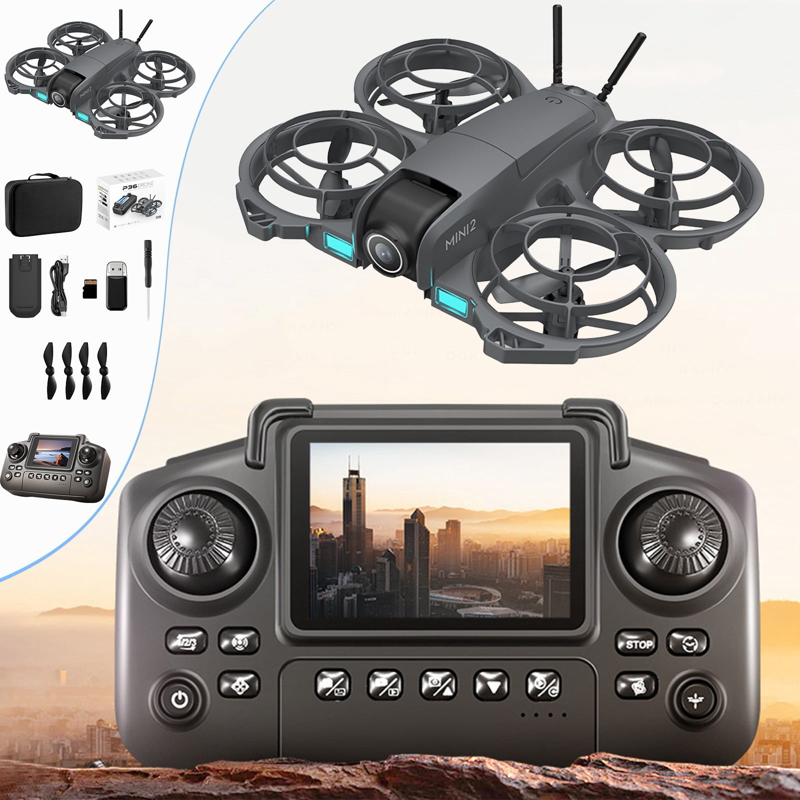 KeirineCC Drone With ESC Camera And Cool Light Remote Control With ...