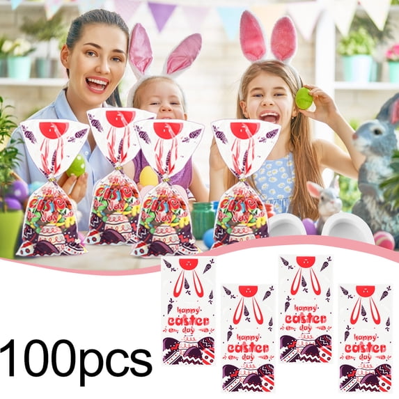KeirineCC Easter Party Transparent Candy Bag Rabbits Egg Decoration OPP ...