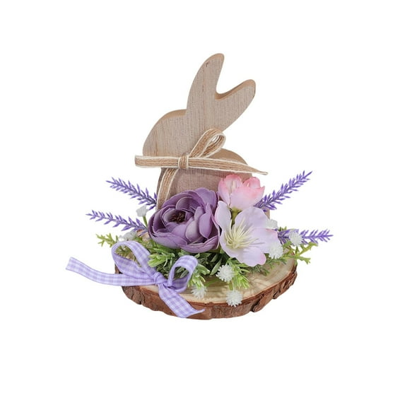 KeirineCC Easter Wooden Ornament Easter Egg Simulation Flower Rabbits ...