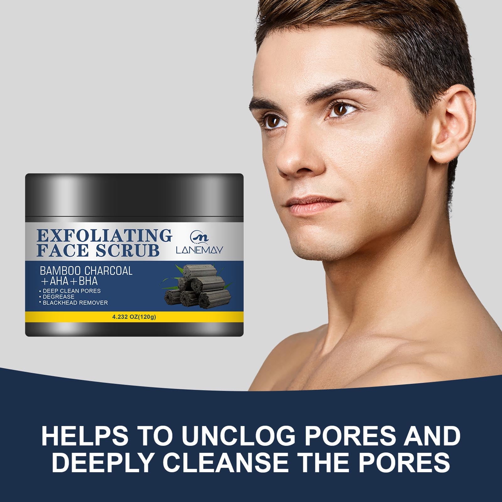 KeirineCC Face Scrub For Men - Mens Face + Body Scrub - Fight Acne, Detox & Exfoliate Rough ...