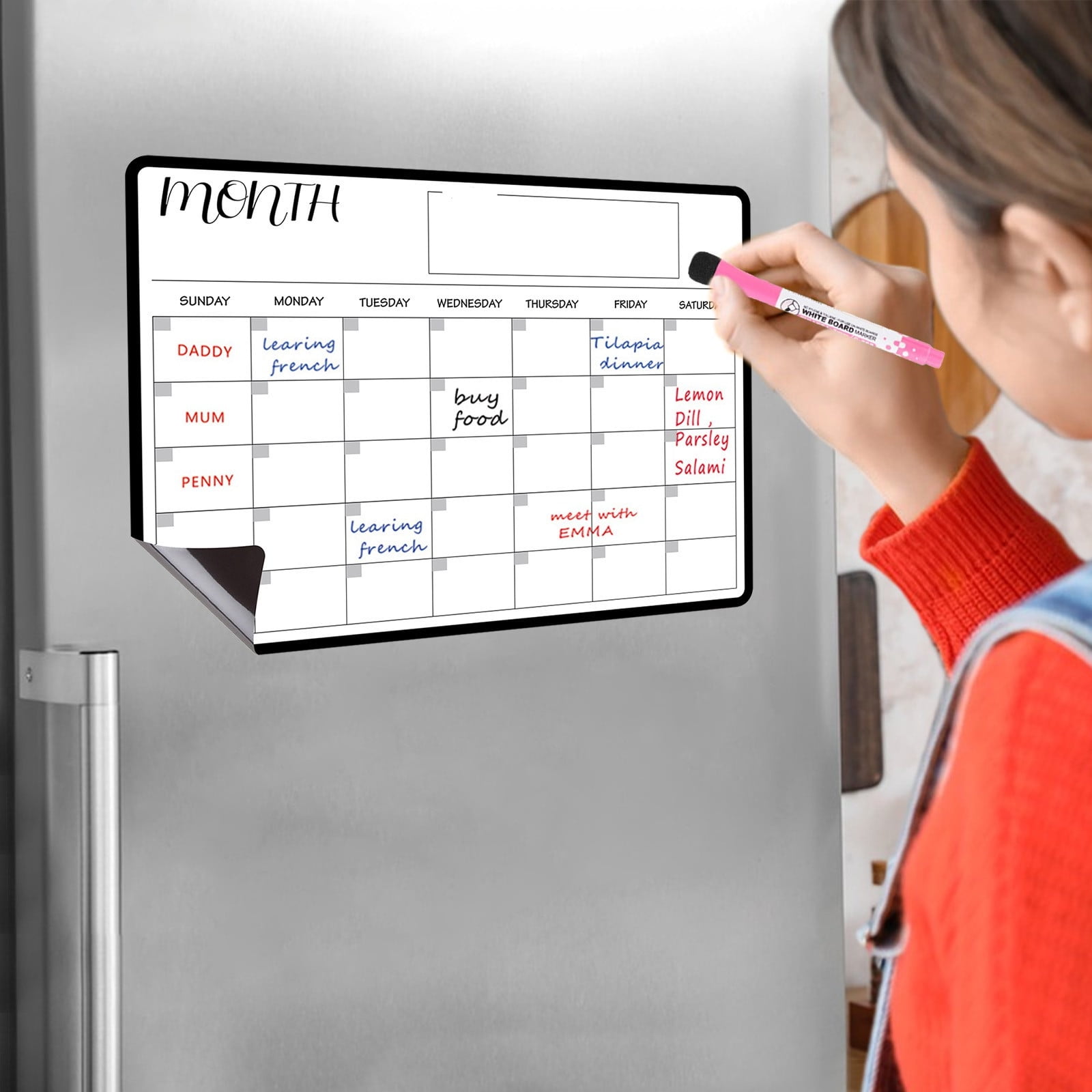 KeirineCC Fridge Calendar Magnetic Dry Erase Calendar Whiteboard ...