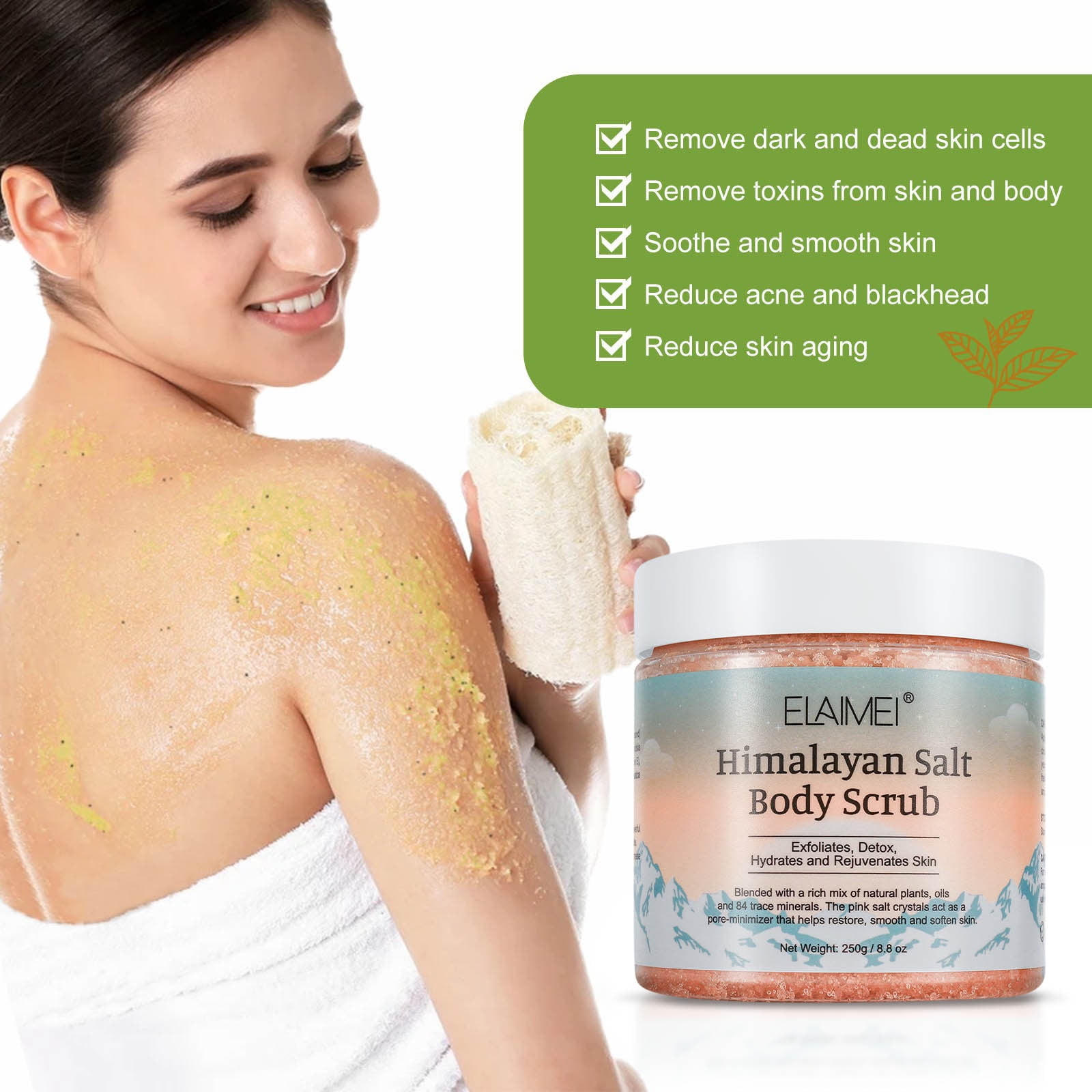 KeirineCC Himalayan Salt Body Scrub, Natural Exfoliating Salt Scrub ...