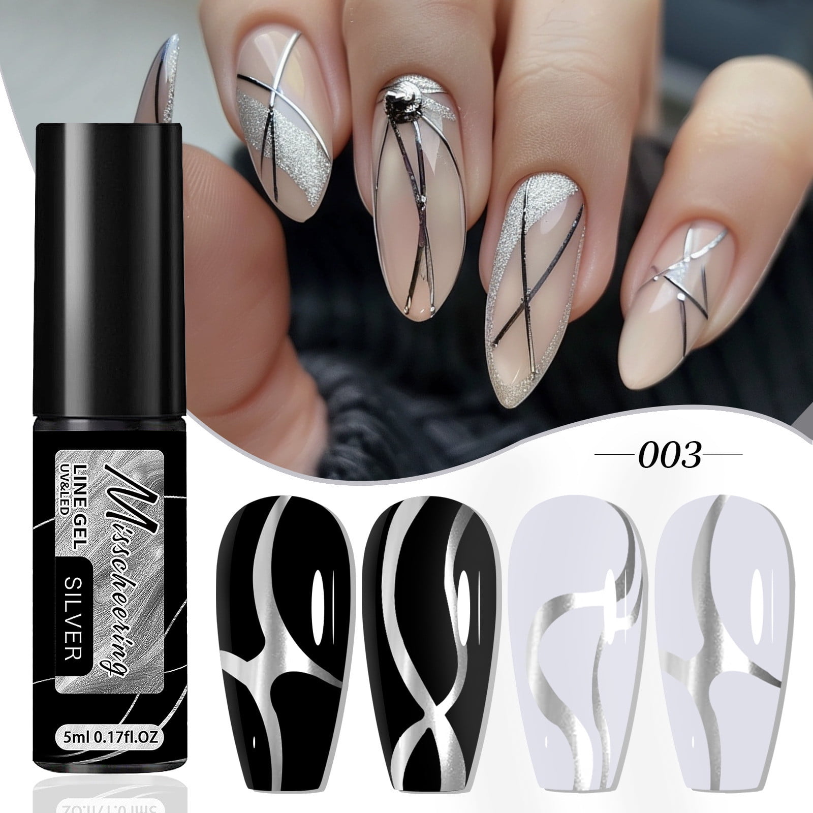 KeirineCC Metal Gel Liner Nail Polish, 3 Color French Tip Nail Polish ...