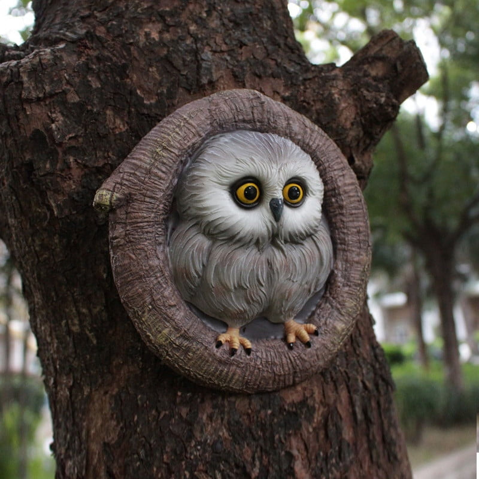 KeirineCC Owl Tree Hugger Whimsical Tree Sculpture, 6.9inch Garden ...