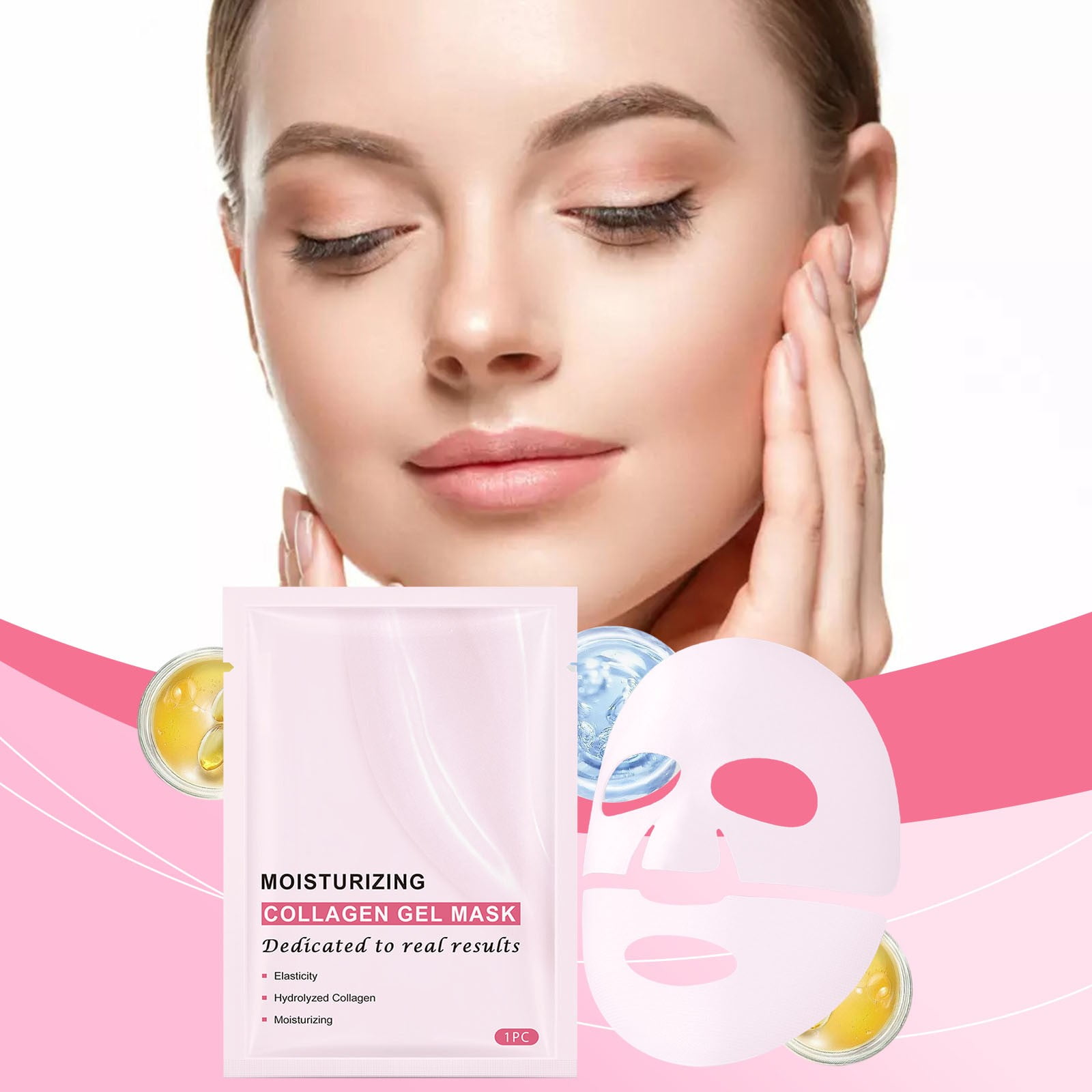 KeirineCC Pink Collagen Jelly Gel Mask, Overnight Face Mask for Glass ...