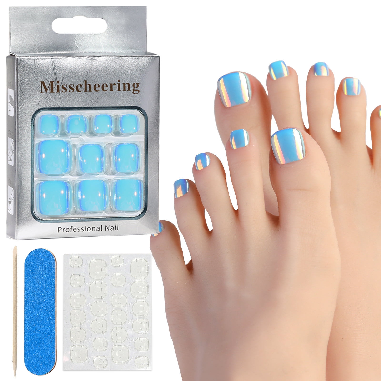 KeirineCC Press on Toenails Nails, Glitter Toenail Press Ons Square ...