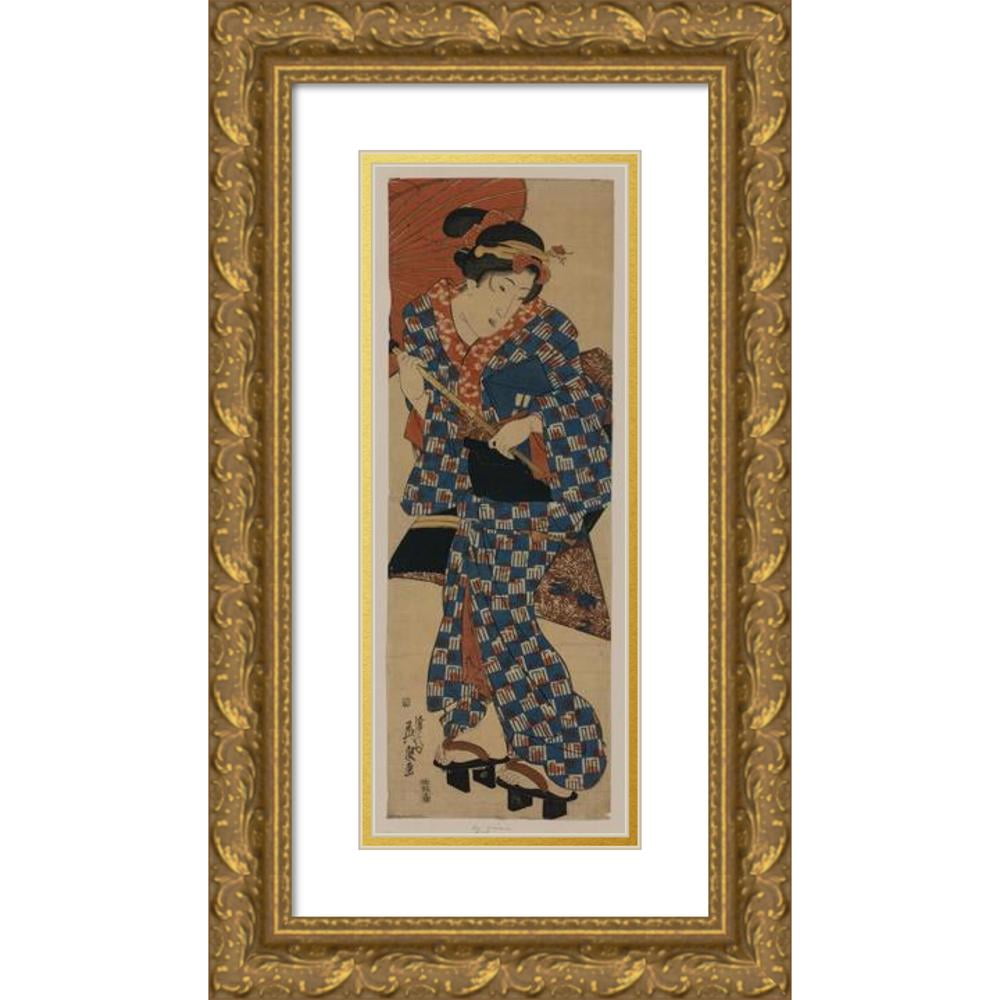 Keisai Eisen 9x18 Gold Ornate Wood Frame and Double Matted Museum Art ...