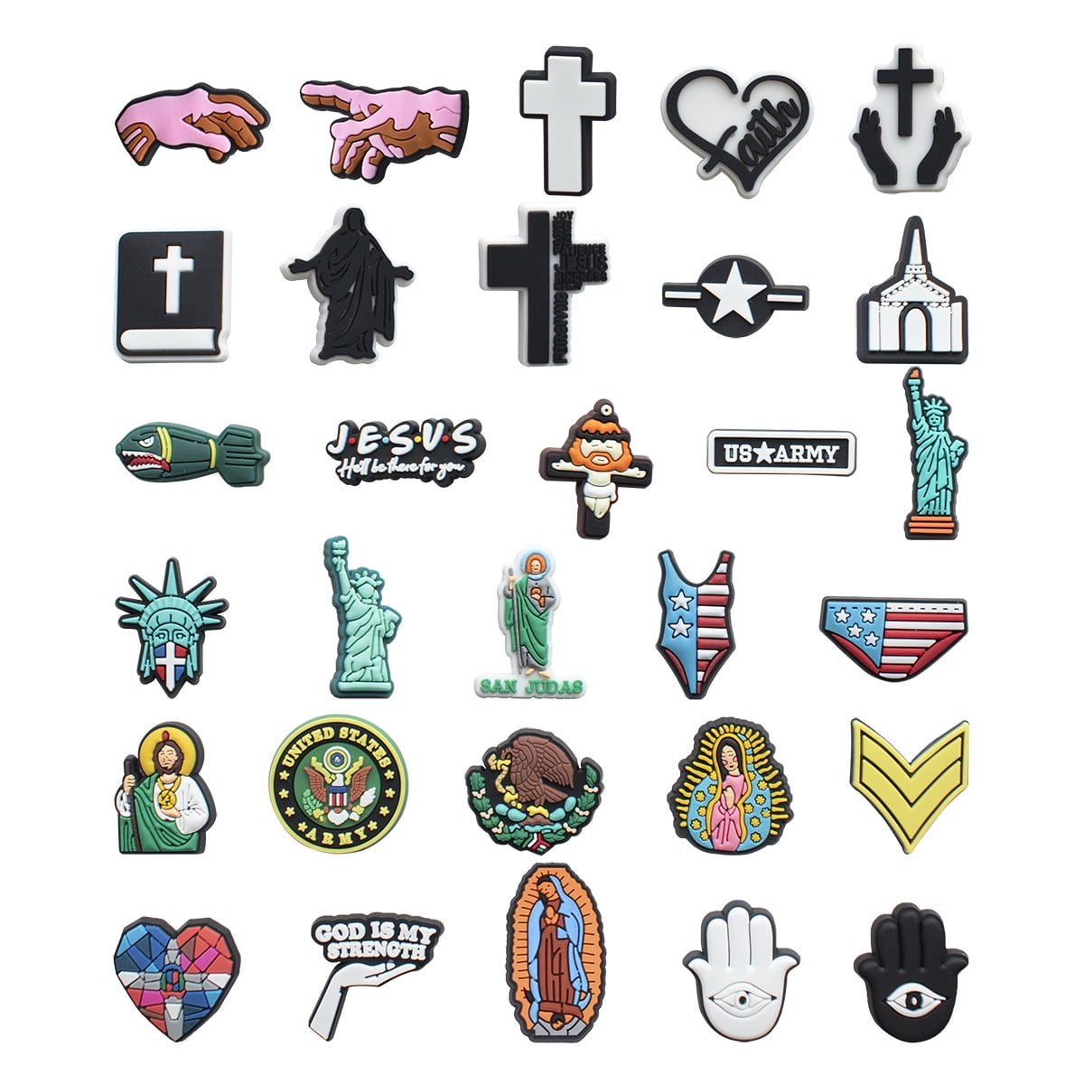 Keismodye 30PCS Religious Faith Shoe Charms, PVC Soft Rubber ...