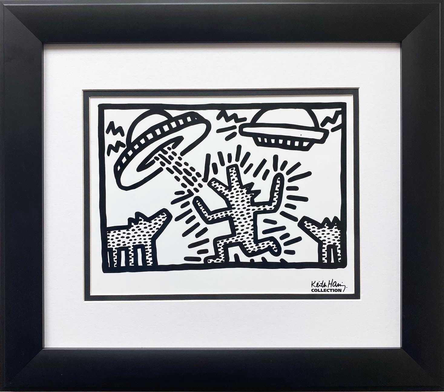 Keith Haring "Untitled" (Dogs with UFOs) CUSTOM FRAMED Pop Art Plate ...