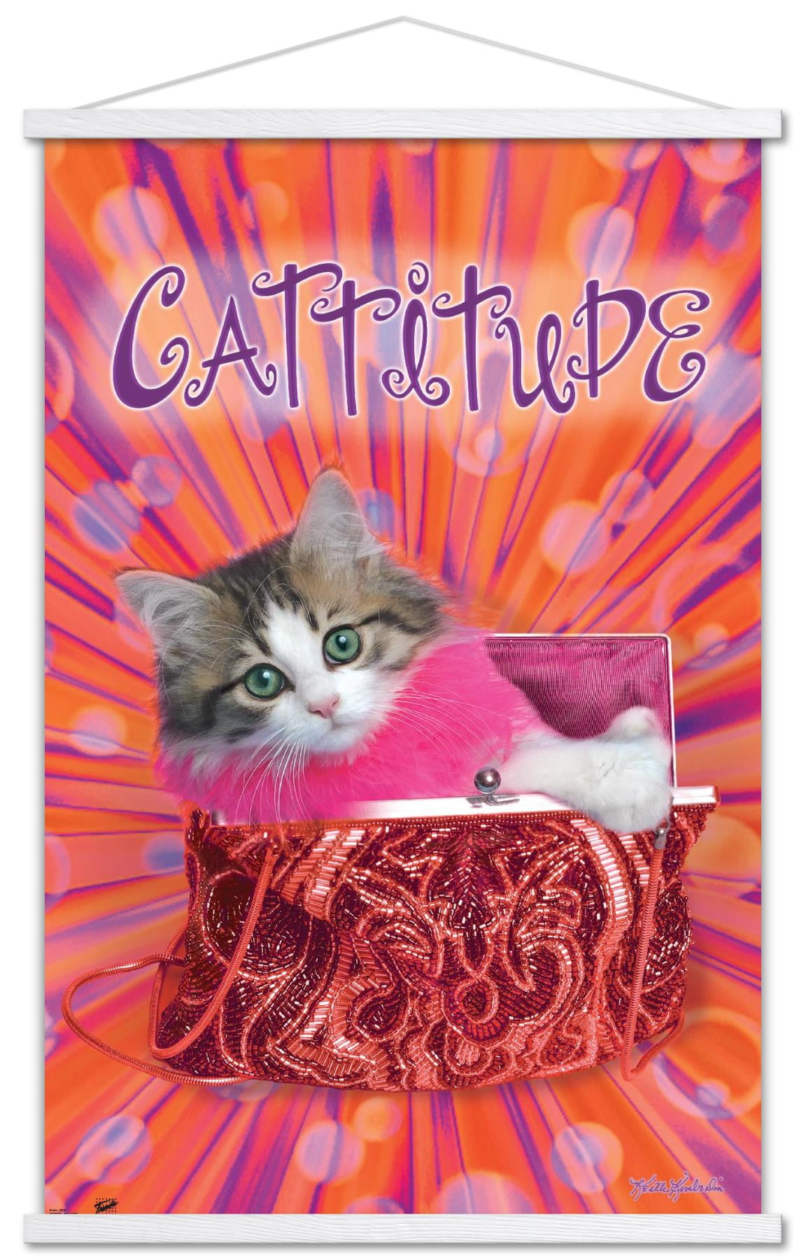 Keith Kimberlin - Cattitude Wall Poster with Wooden Magnetic Frame, 22. ...