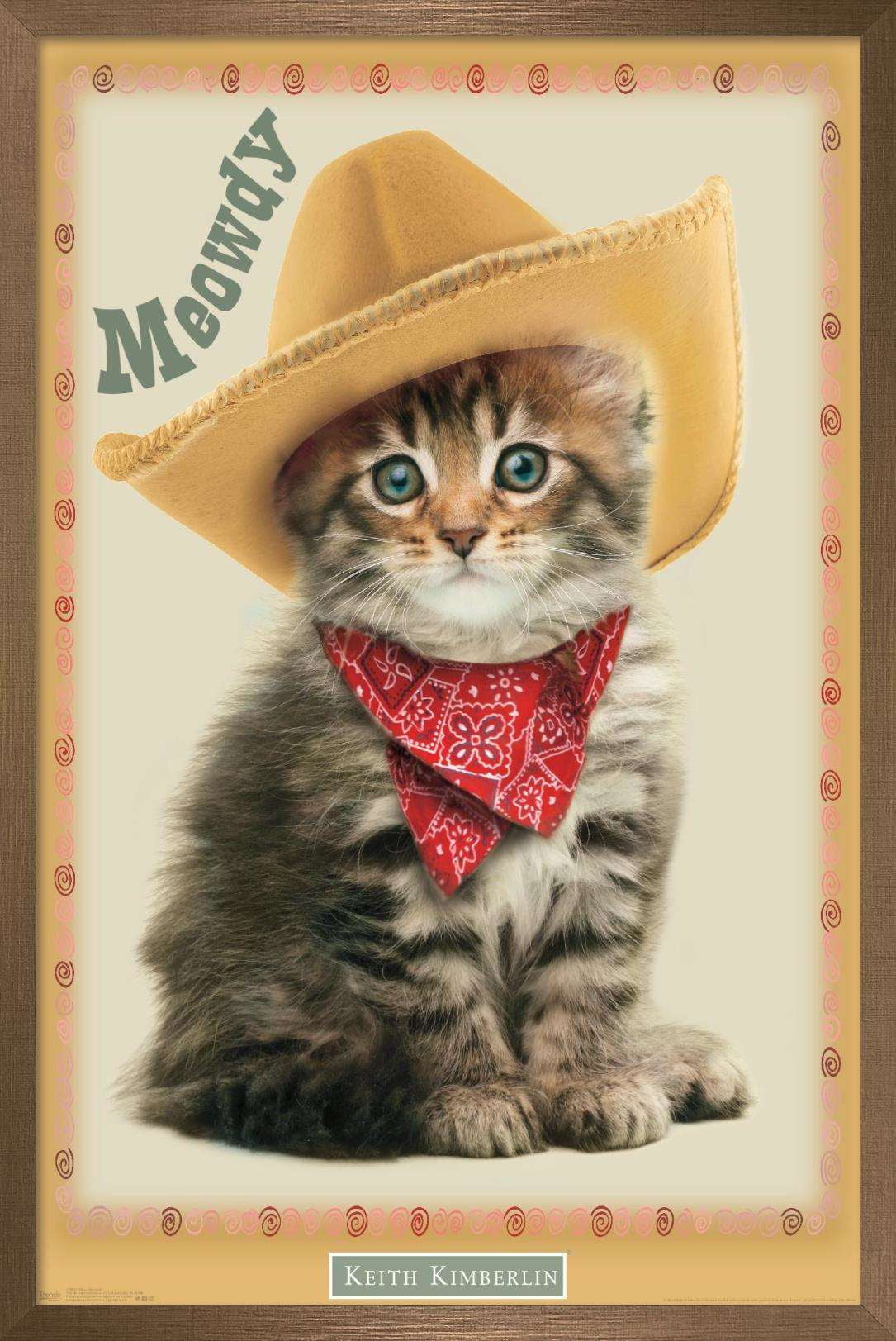 Keith Kimberlin - Kitten - Meowdy Wall Poster, 22.375" x 34", Framed ...