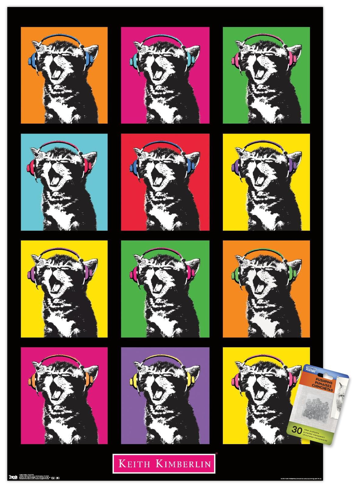 Keith Kimberlin - Kitten - Pop Grid Wall Poster with Push Pins, 22.375 ...