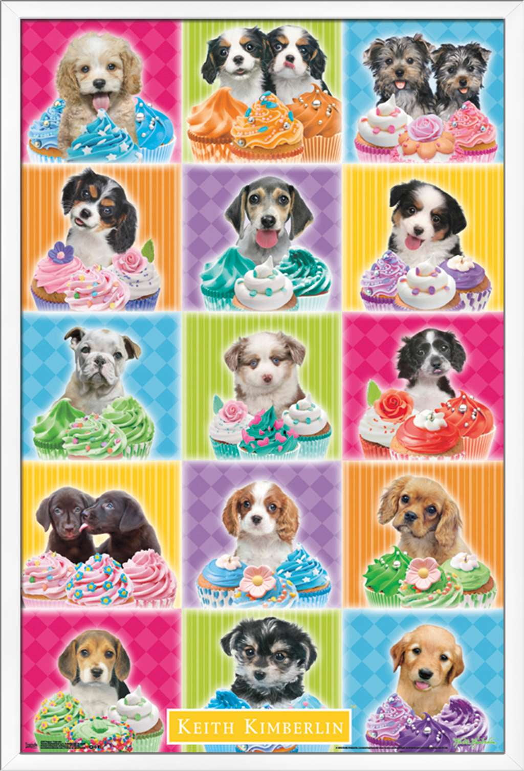 Keith Kimberlin - Puppies - Cupcakes Wall Poster, 22.375" x 34", Framed ...