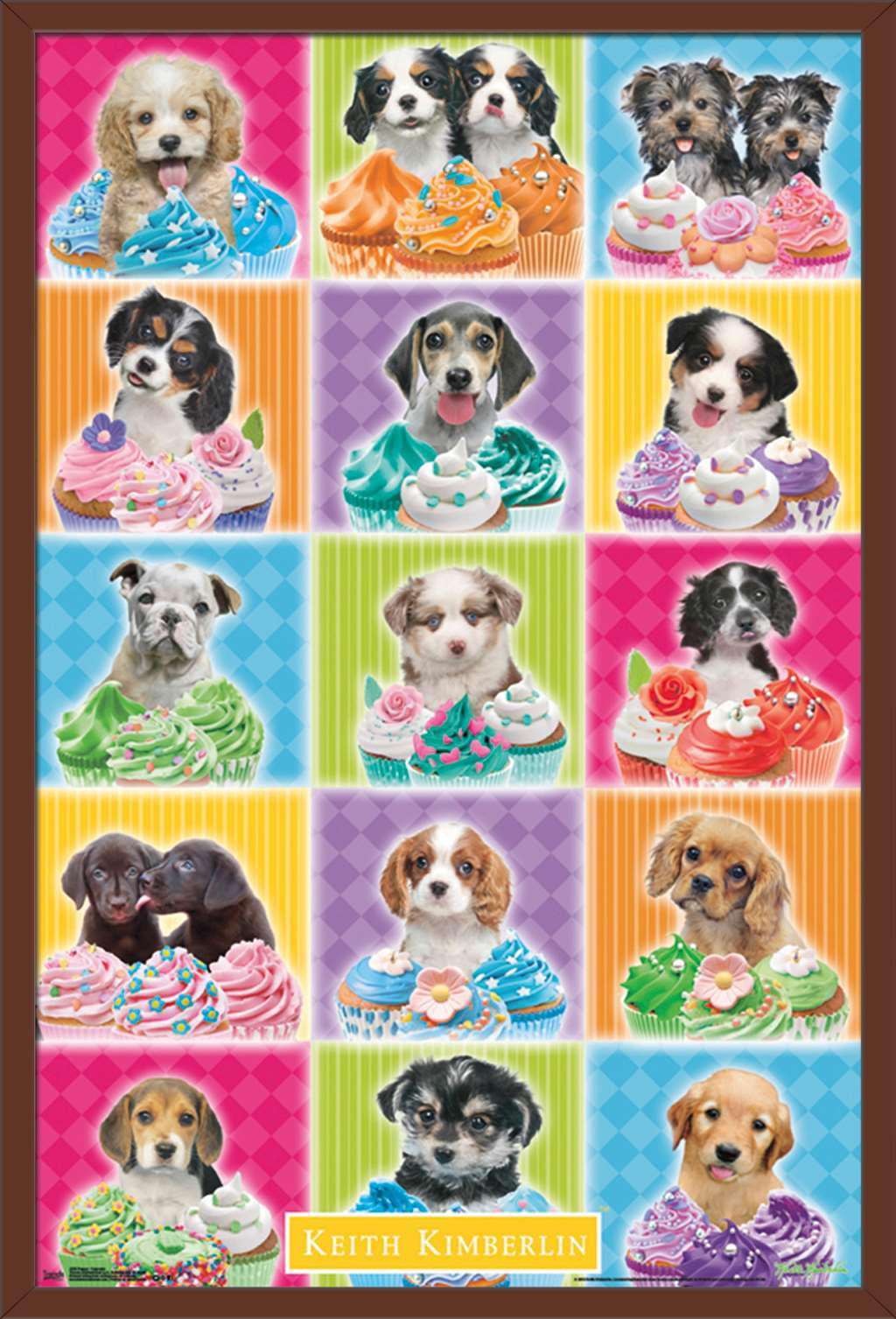 Keith Kimberlin - Puppies - Cupcakes Wall Poster, 22.375" x 34", Framed ...