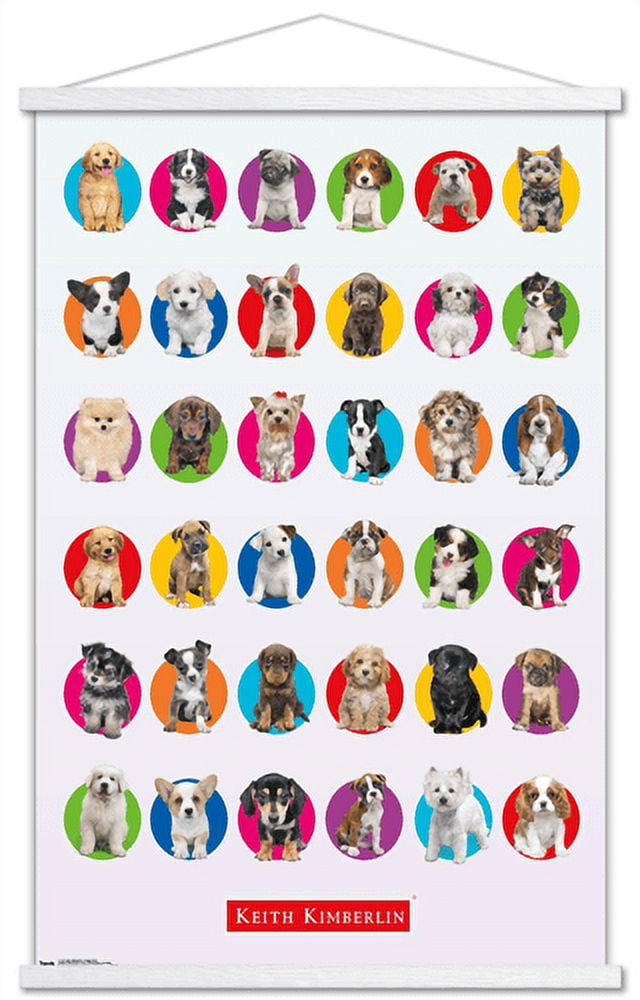 Keith Kimberlin - Puppy Grid Wall Poster with Magnetic Frame, 22.375" x ...