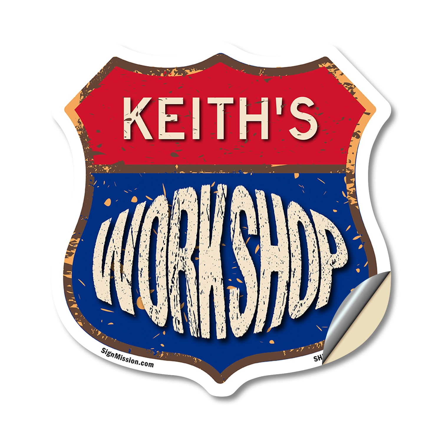 Keith's Workshop 18 inch X 18 inch Shield Shaped Heavy Duty 3.2 mil Vinyl Decal Weather ...